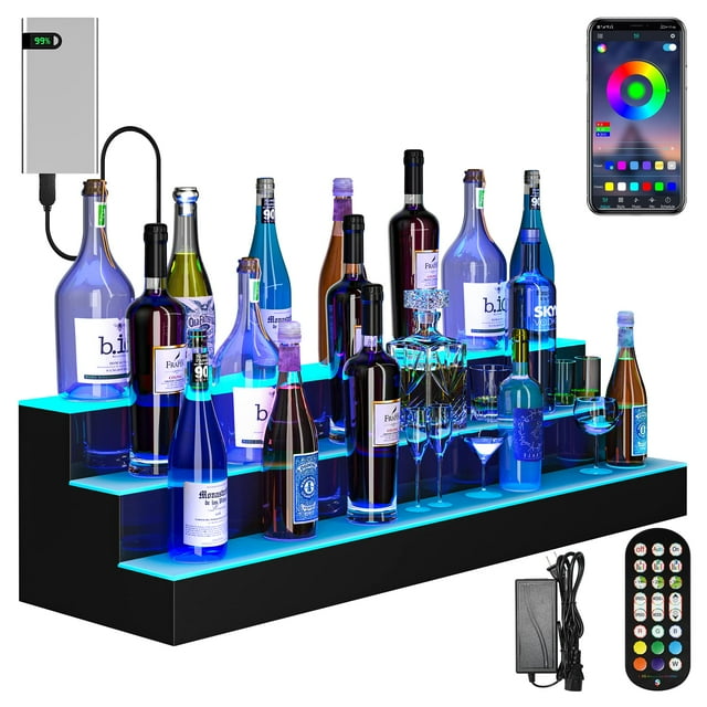 Free Shipping! DEXTRUS LED Lighted Liquor Bottle Display Shelf with ...