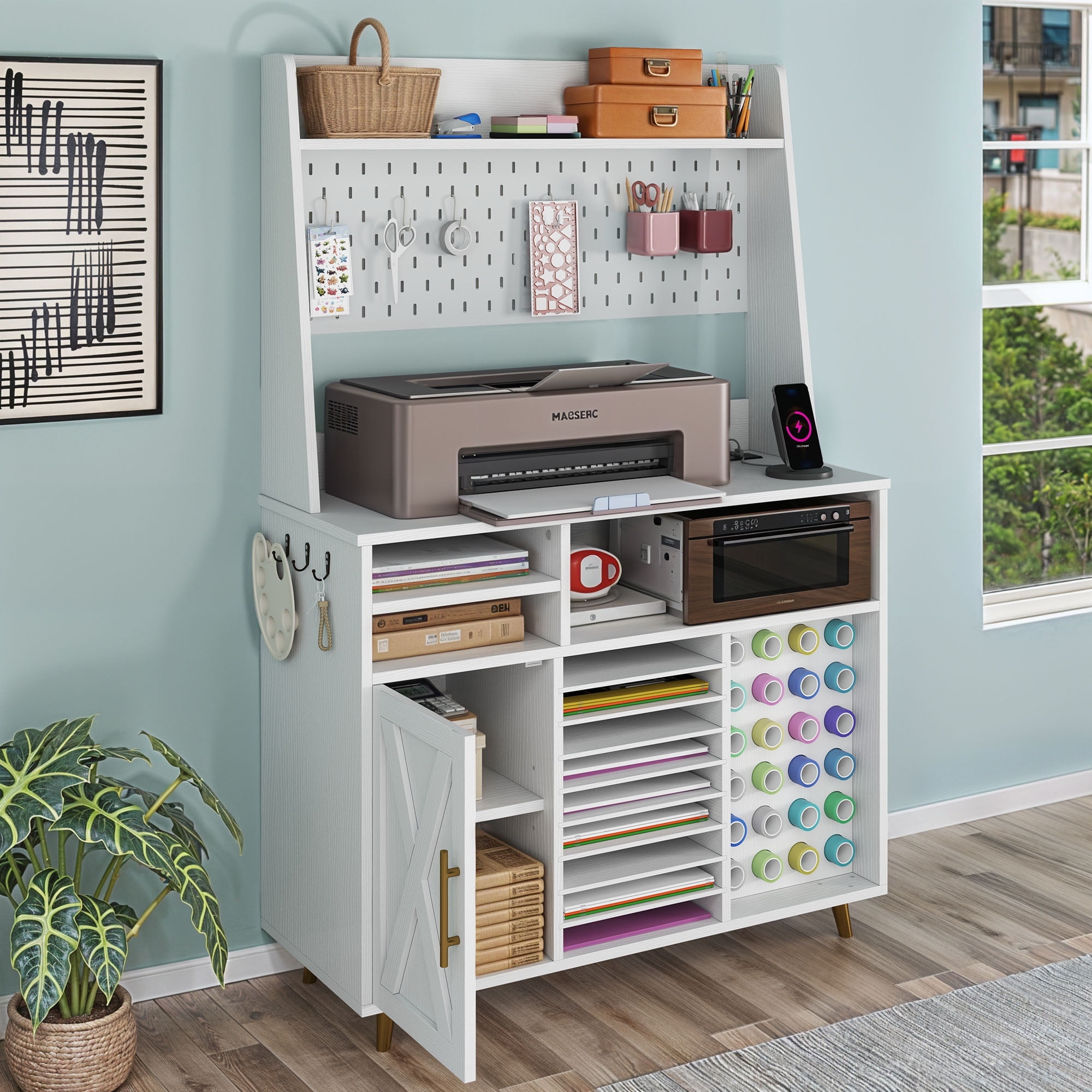 Dextrus Large Craft Circut Cabinet Craft Sewing Storage Table with ...