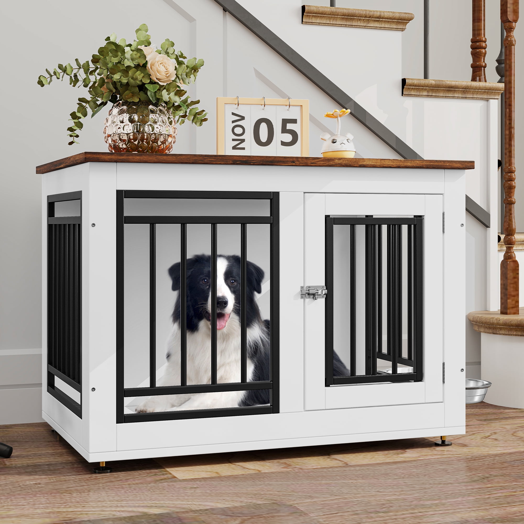 Dextrus Large Dog Crate Furniture, 39in Wooden Indoor Dogs Kennel ...