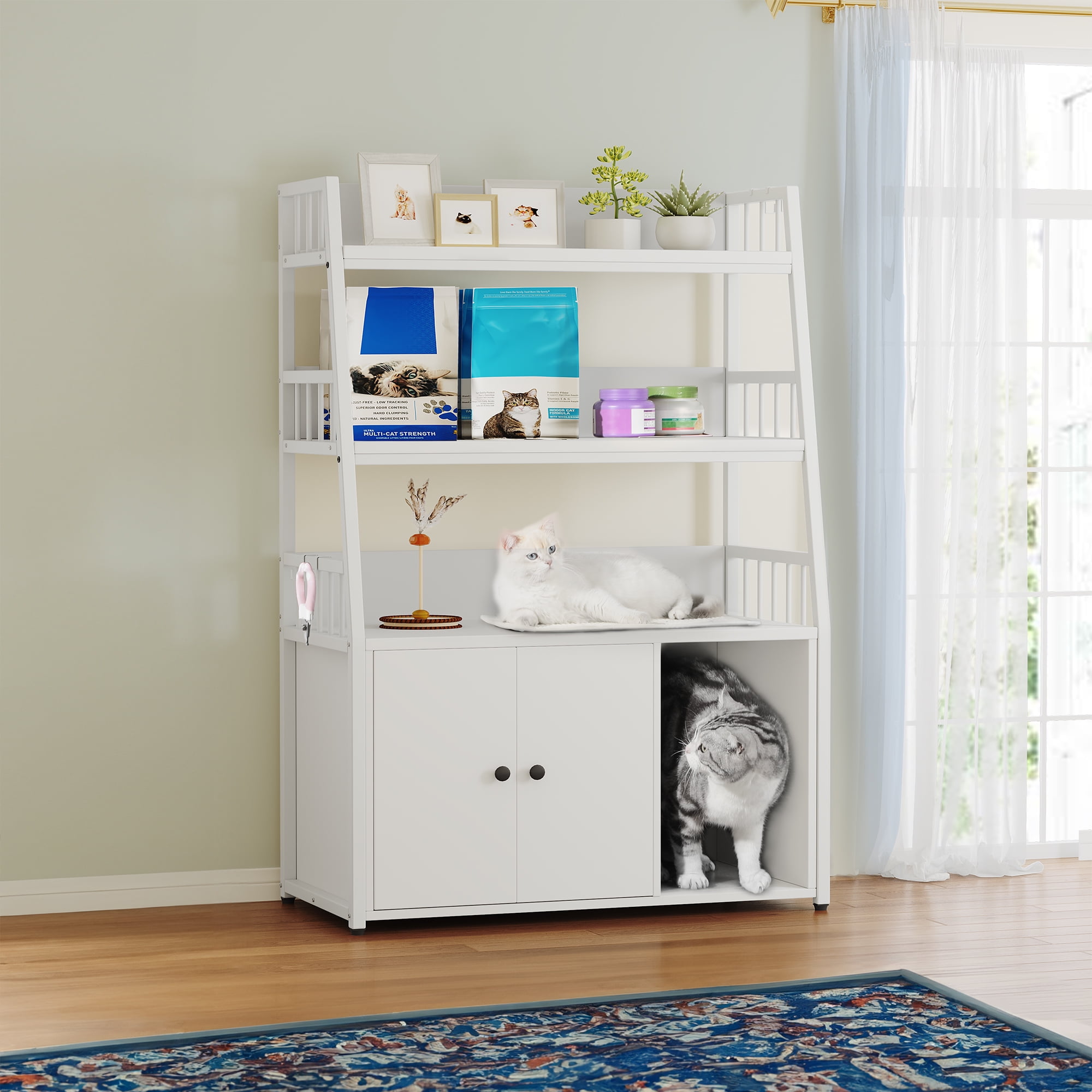 Dextrus Hideaway Double House: Large Cat Litter Box Enclosure ...