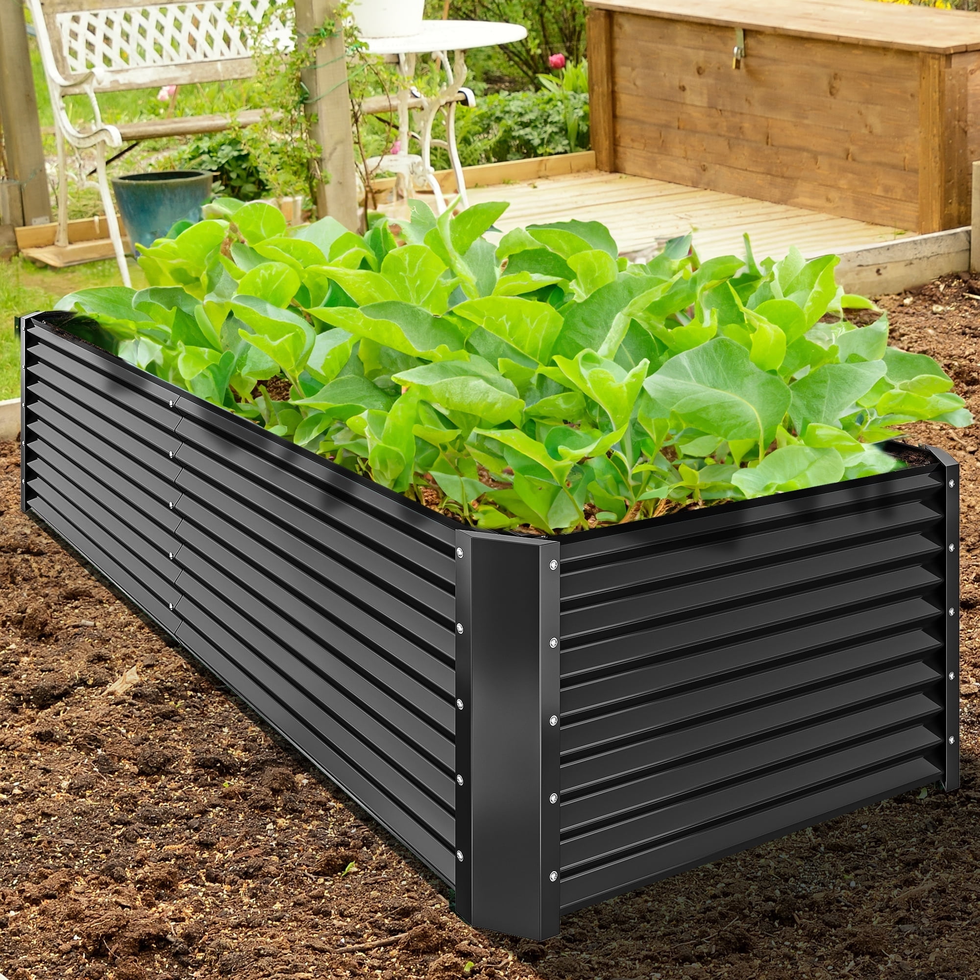 Dextrus Large Outdoor Raised Garden Bed Kit, Metal Patio Planter Box ...