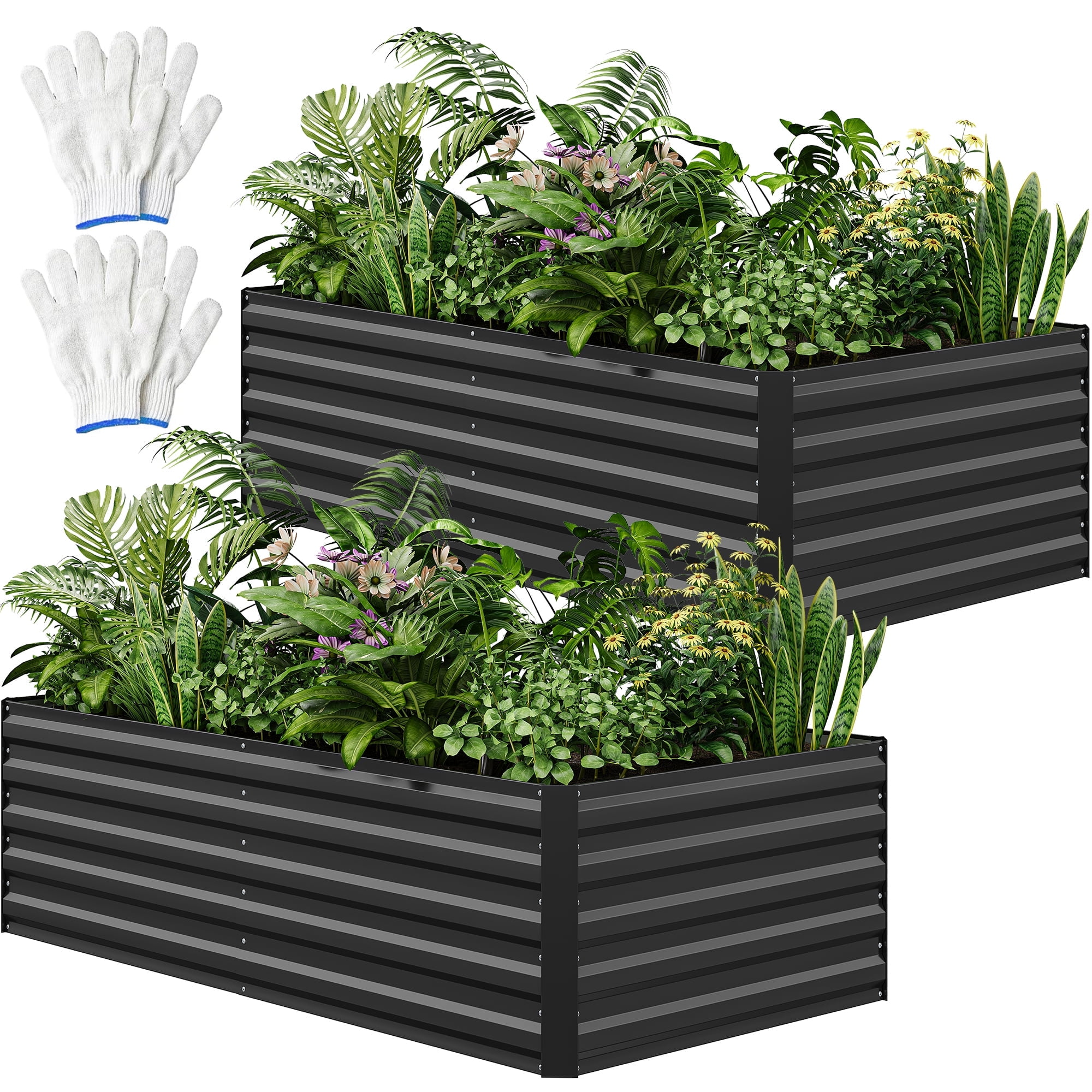 Dextrus Large Outdoor Raised Garden Bed Kit, Metal Planter Box for ...