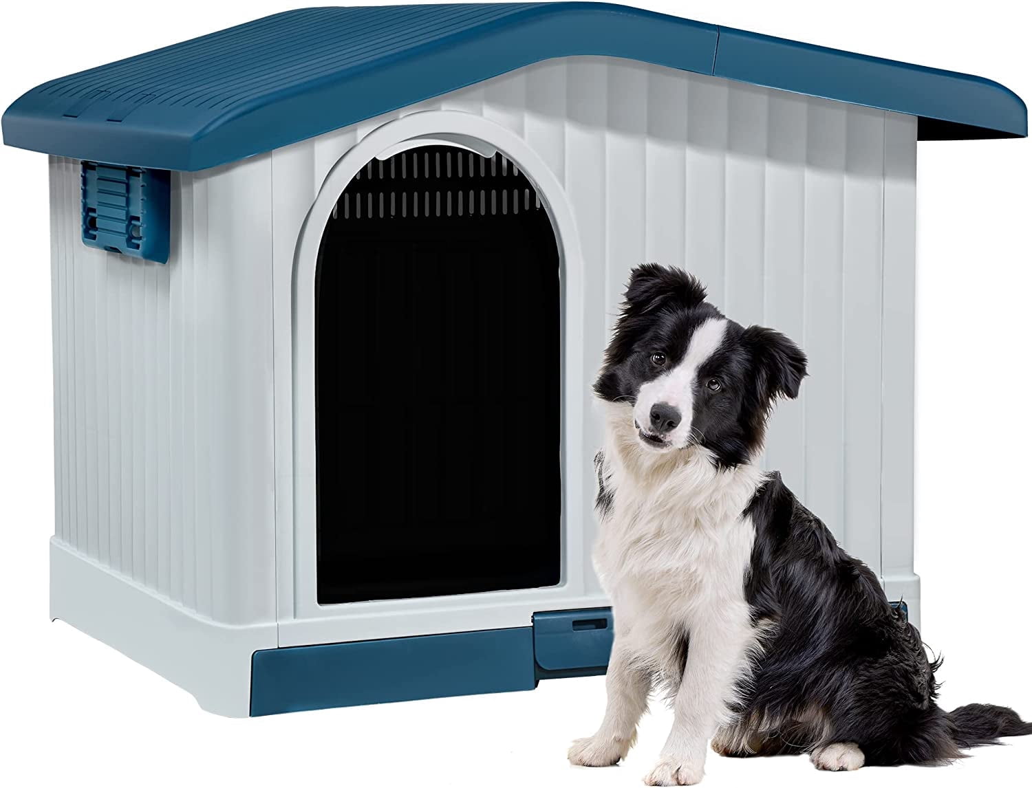 Dextrus Weatherproof Dog House, Indoor/Outdoor, Liftable Roof ...