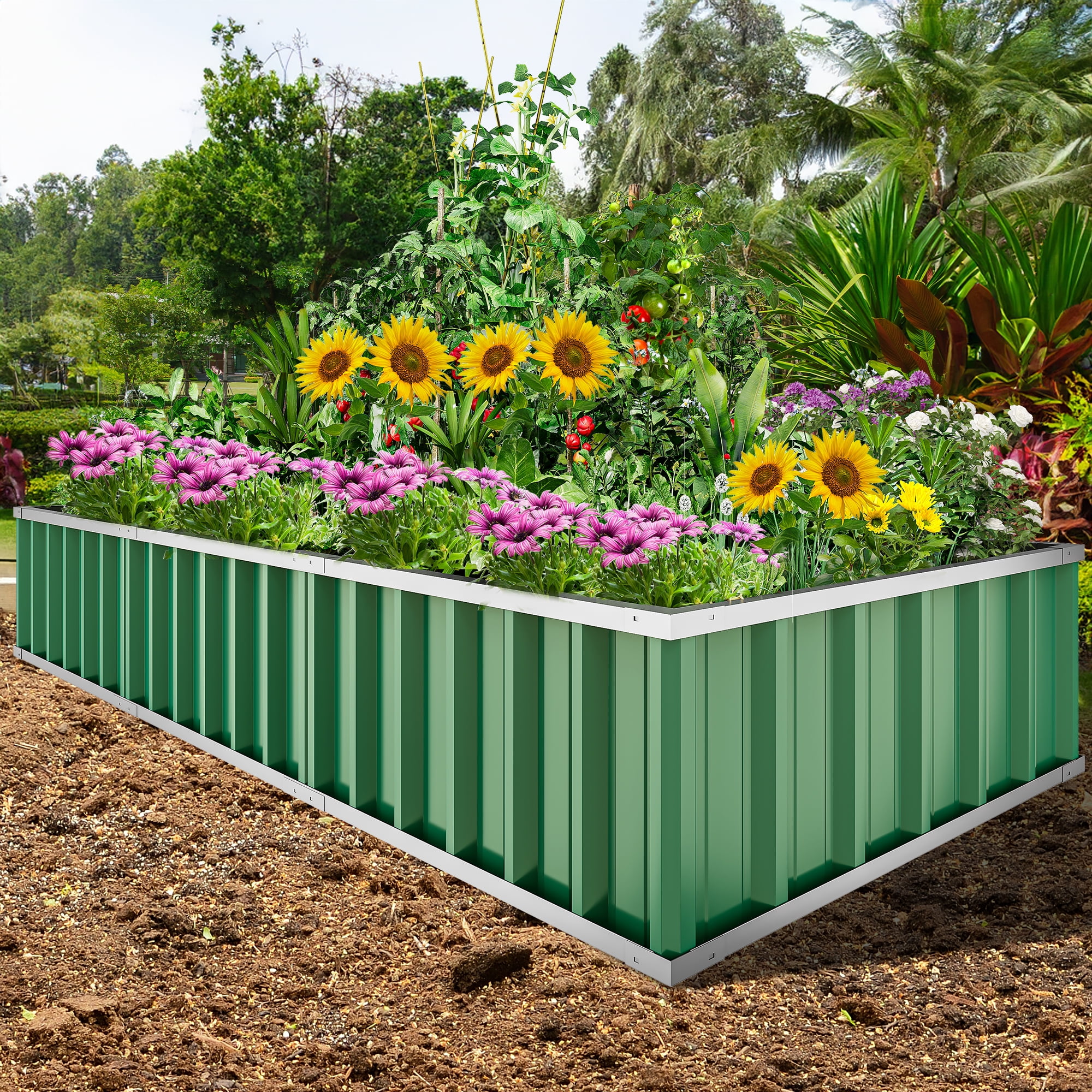 Dextrus Large Raised Garden Bed, Outdoor Patio Planter Box with Gloves ...
