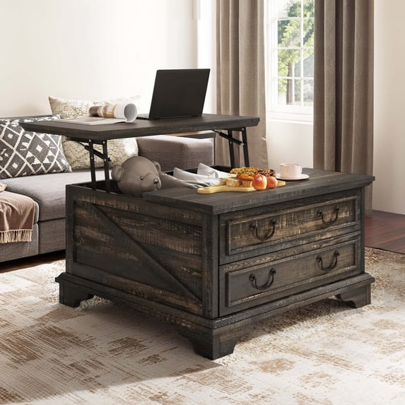 Dextrus Lift Top Coffee Table with Storage, Farmhouse Center Table ...