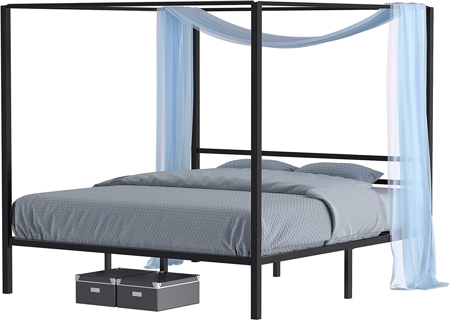 "Dextrus King Size Round Metal Canopy Bed Frame with 14"" Platform ...
