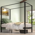 "Dextrus Twin Size Metal Canopy Bed Frame with Headboard, 14"" Platform ...