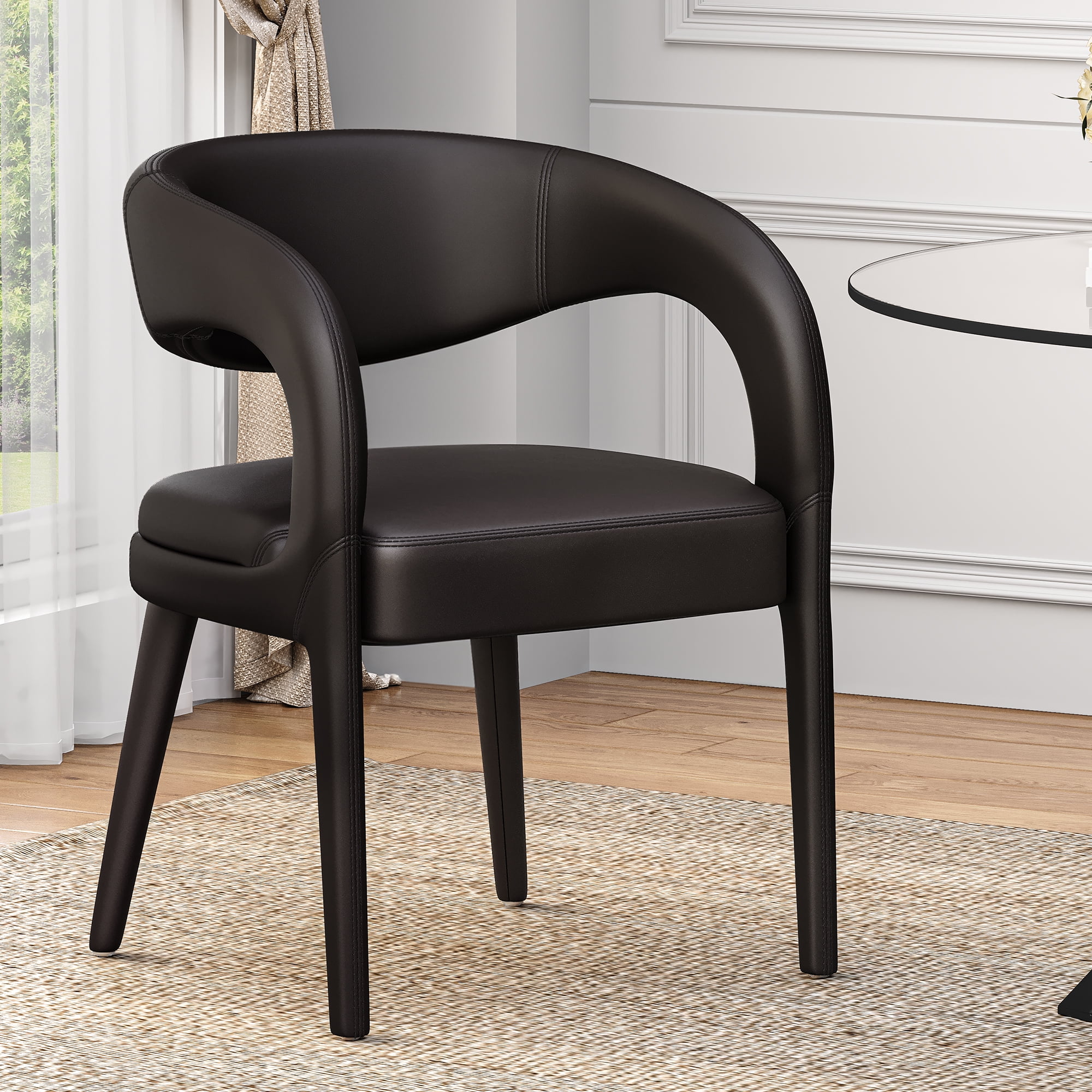 Dextrus Mid Century Modern Accent Chair Open Back, PU Leather ...