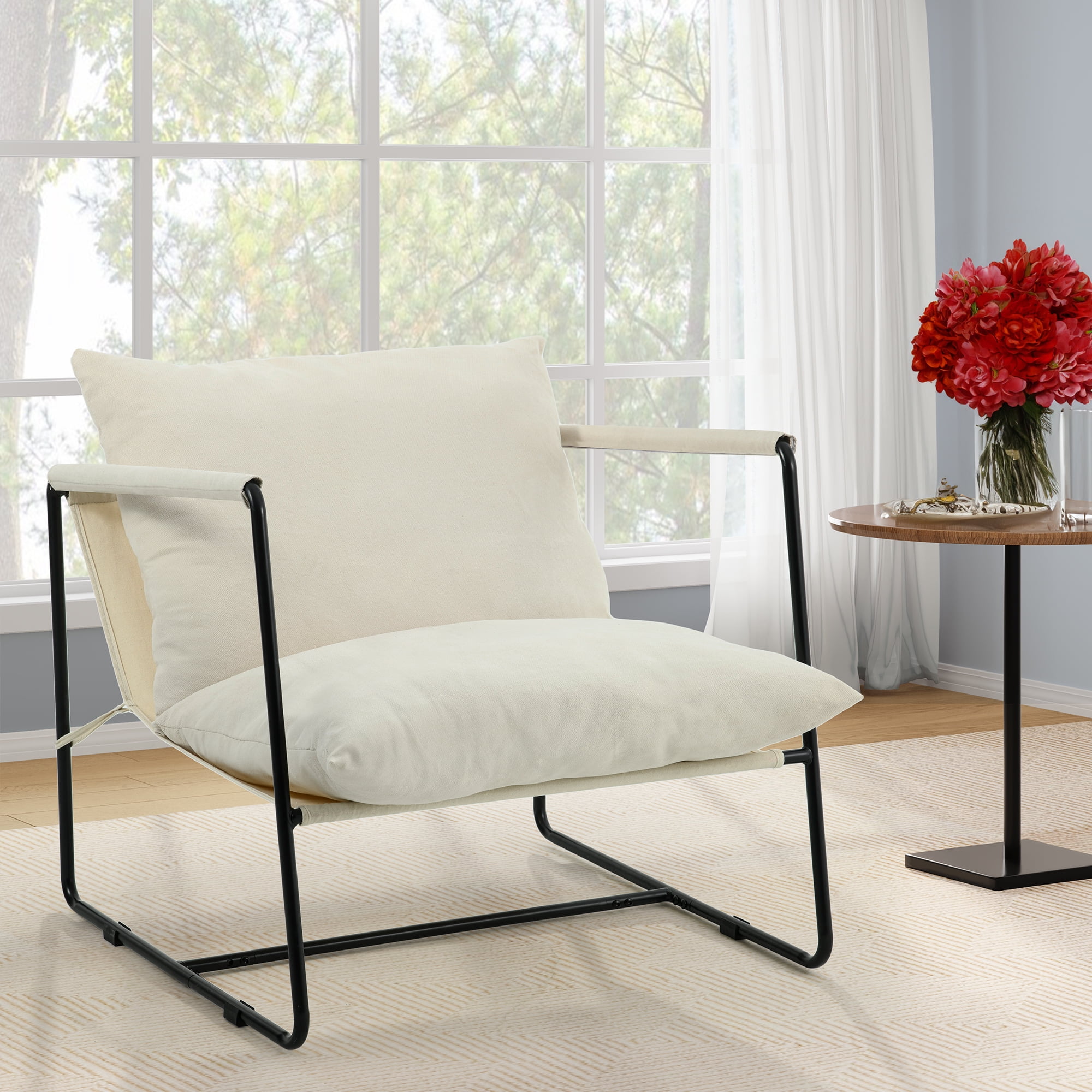 Dextrus Modern Accent Chair, Metal Framed Armchair, Minimalist Accent ...