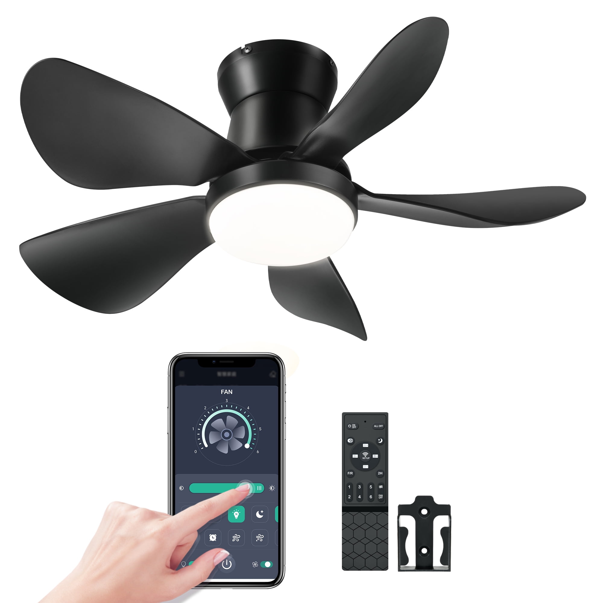 Dextrus Modern Ceiling Fans with Lights and Remote Control, Low Profile ...