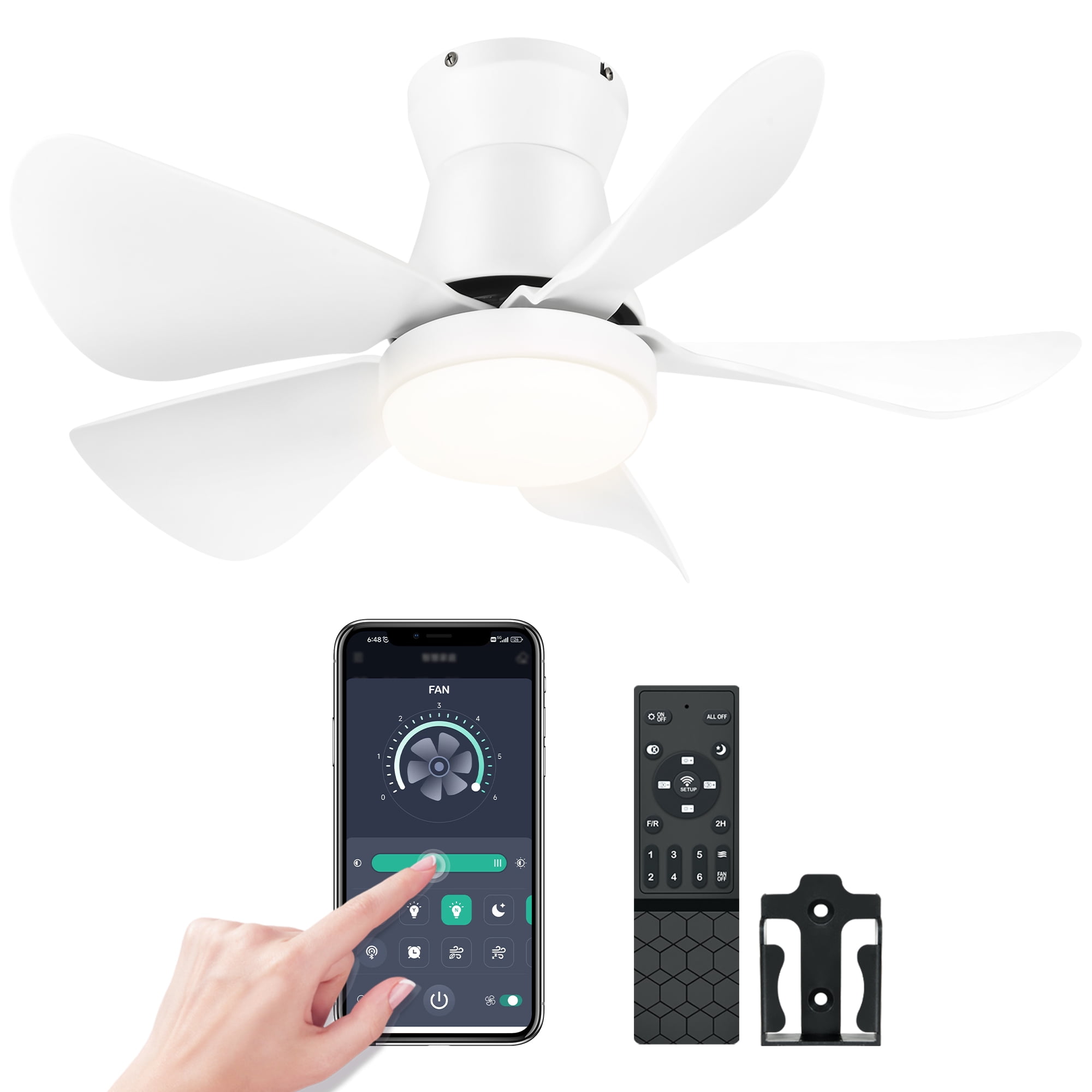 Dextrus Modern Ceiling Fans with Lights and Remote Control, Low Profile ...