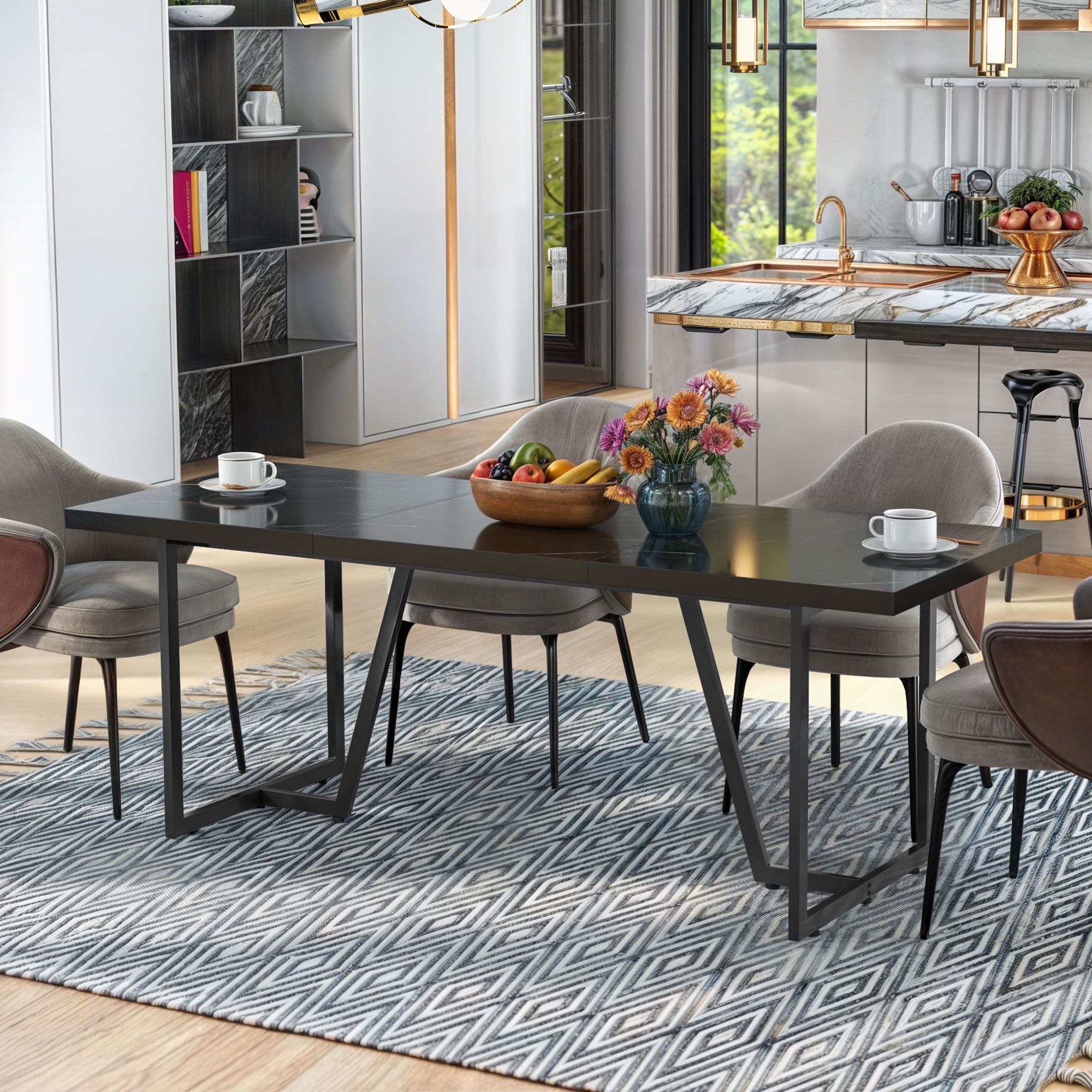 Dextrus Modern Dining Table, 82 inches Rectangle Dinner Table for 6-8 ...