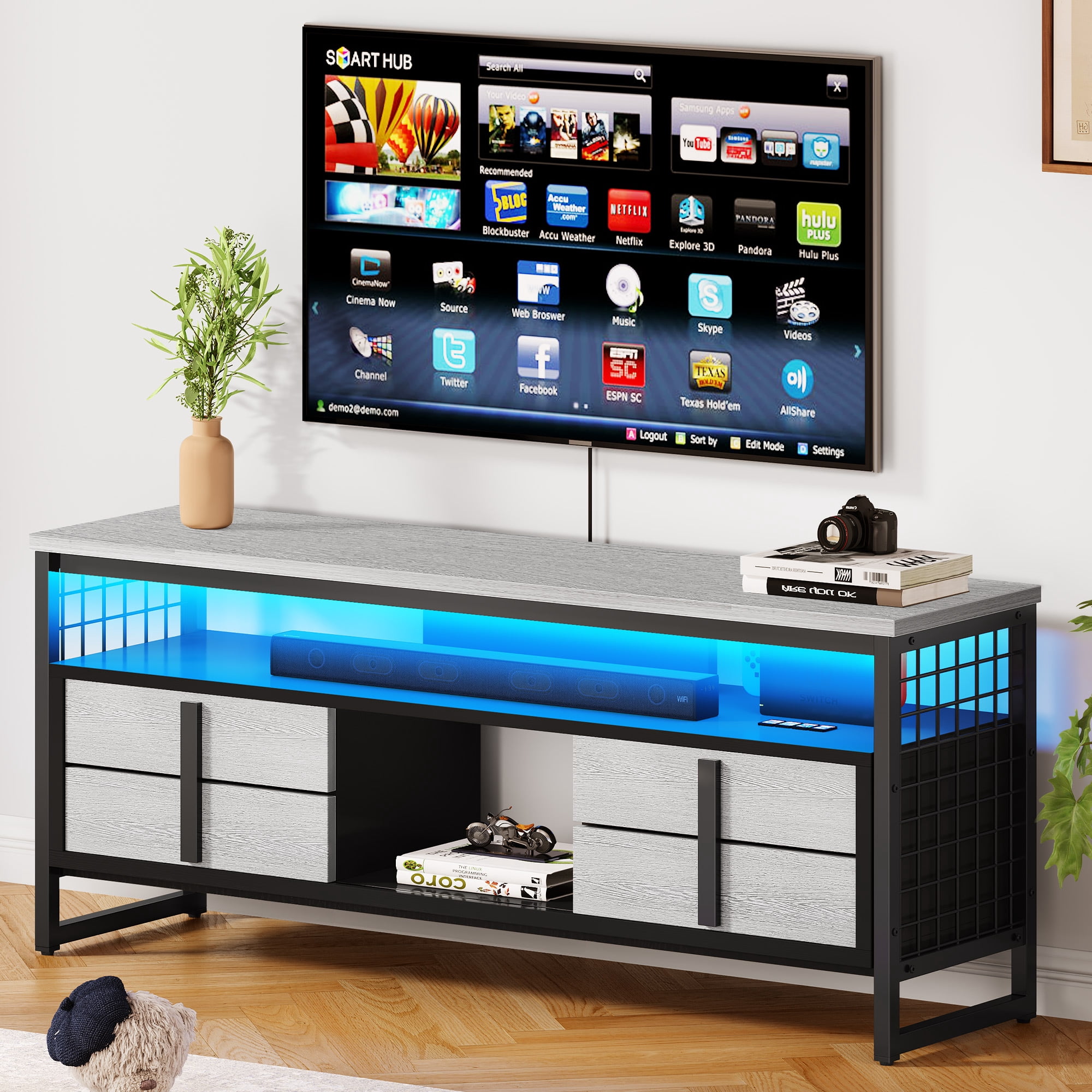 Dextrus Modern LED TV Stand for TVs up to 65 inch, Entertainment Center ...