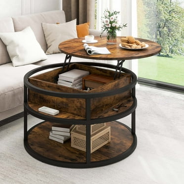 47inch Oval Lift-Top Coffee Table with Hidden Storage, Mid-Century ...
