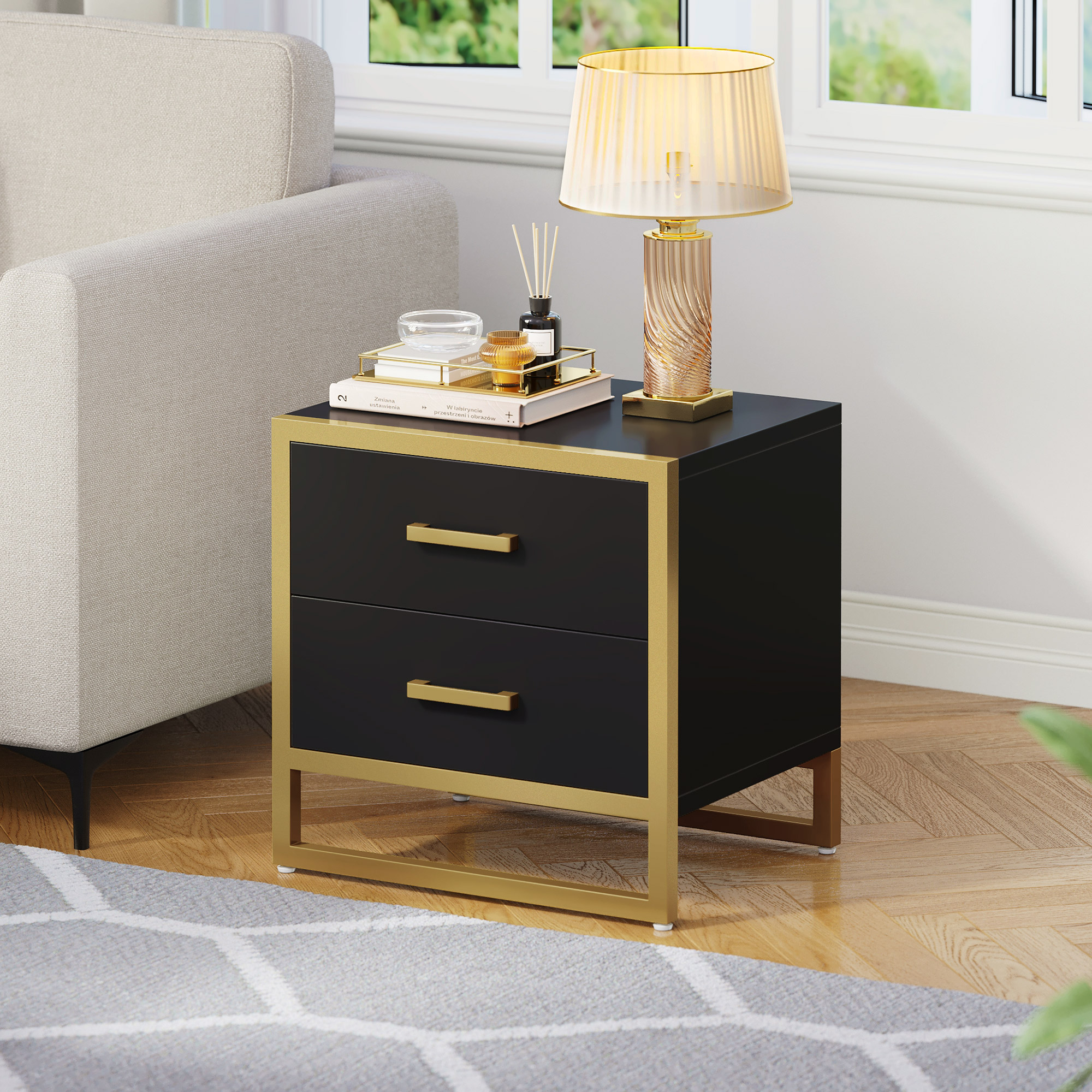 Baxton Studio Giolla Contemporary Glam and Luxe Black Finished Wood and ...
