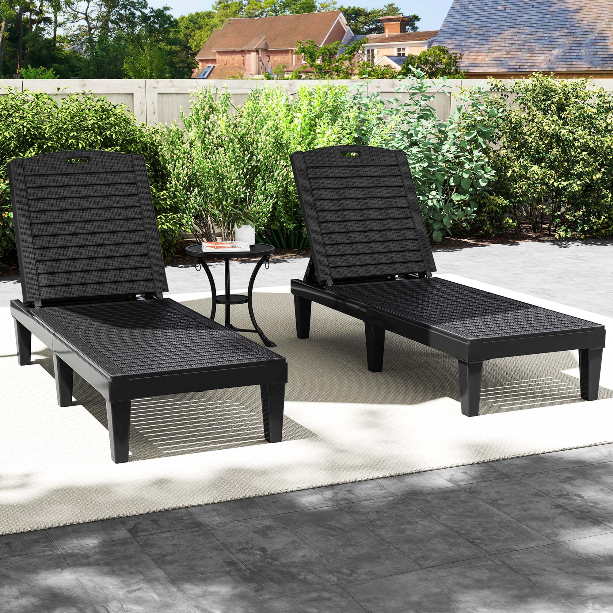 Dextrus 2 Pcs Reclining Patio Loungers, Adjustable & Lightweight, for ...
