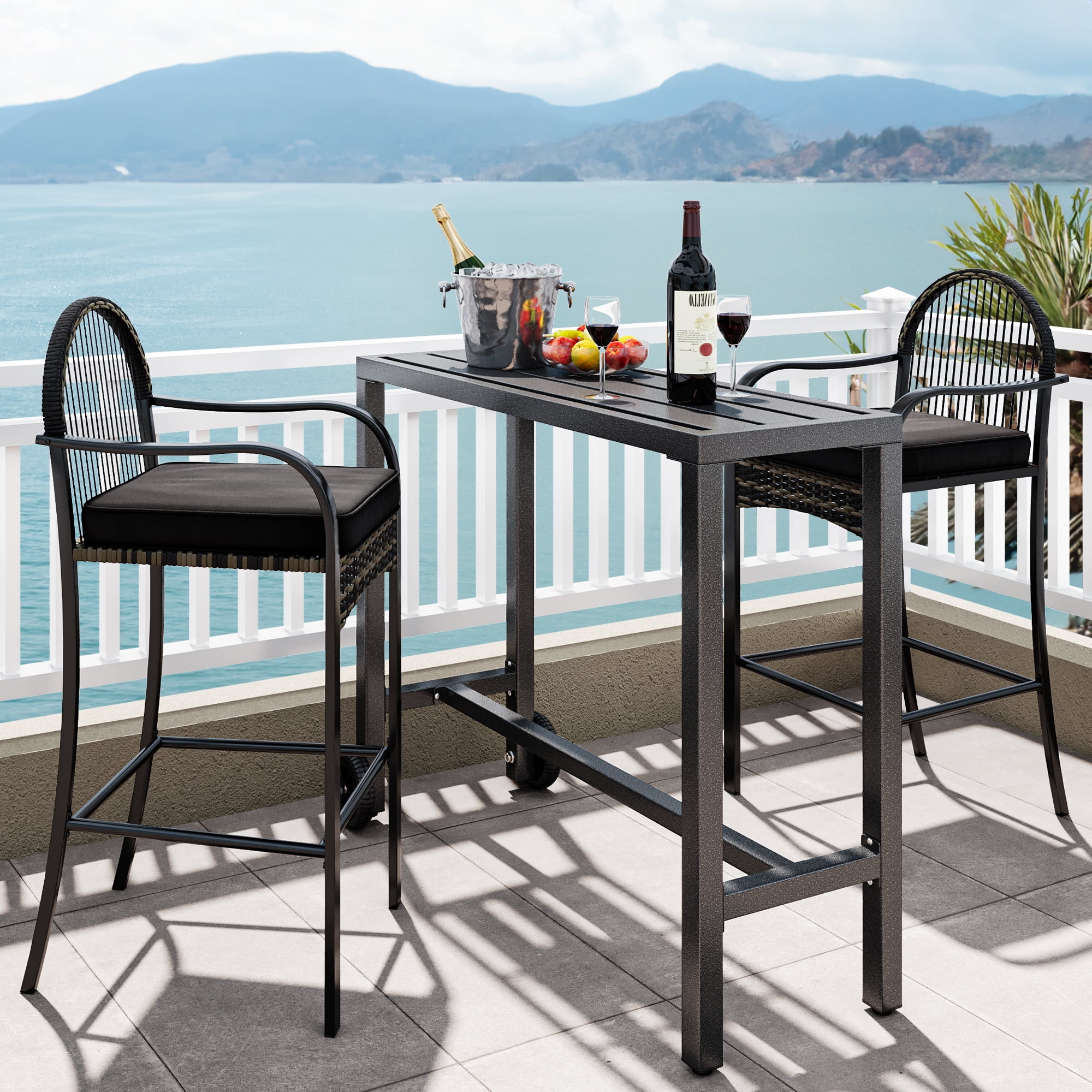 Free Shipping! Dextrus Narrow Outdoor Bar Table, 39" Tall Bar Table ...