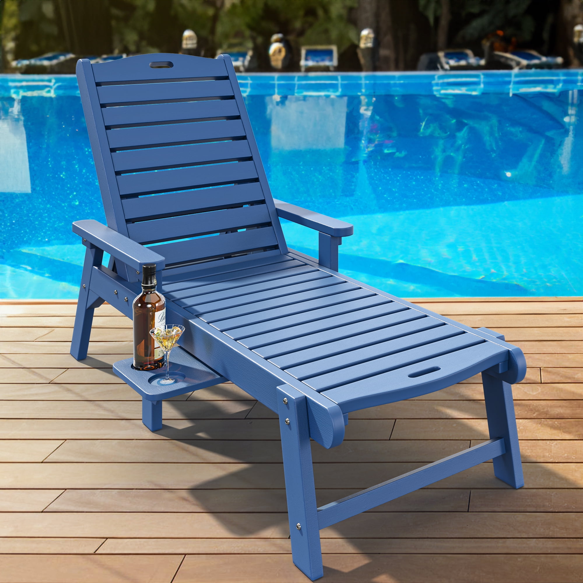 Dextrus Heavy-Duty Resin Chaise Lounge Chair for Deck and Balcony with ...