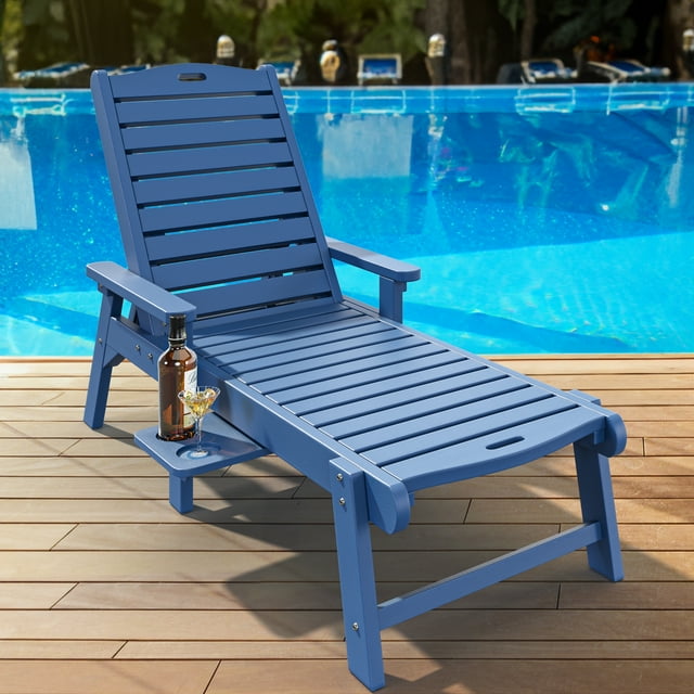 Dextrus Heavy-Duty Resin Chaise Lounge Chair for Deck and Balcony with ...