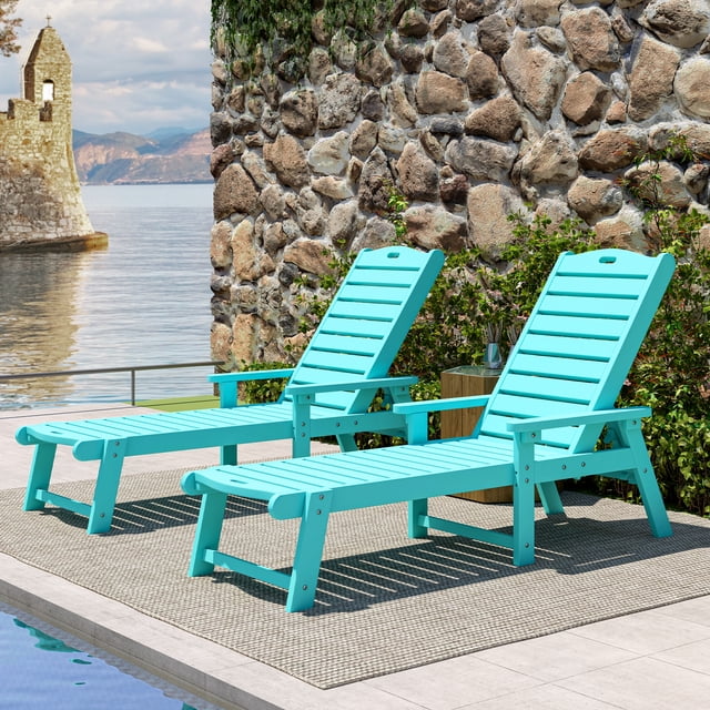 Dextrus Outdoor Chaise Lounge Chairs with Adjustable Backrest, Heavy ...