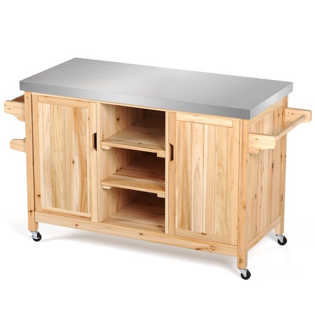 Dextrus Outdoor Patio BBQ Grill Table, Kitchen Island Rolling Trolley ...