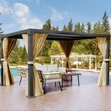 Dextrus 10x13 ft Hardtop Pergola with Netting, Adjustable Roof, Sun ...