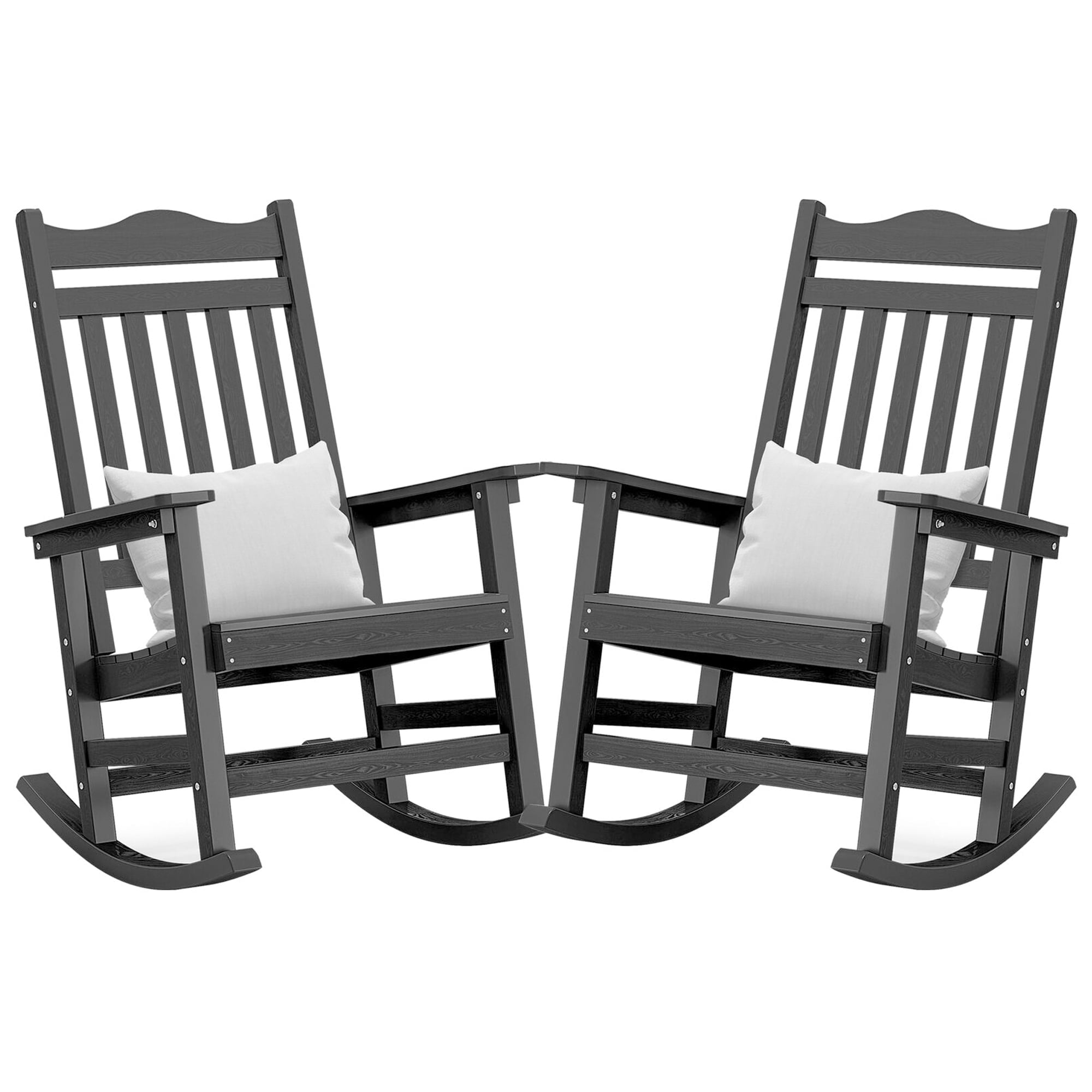 DEXTRUS Outdoor Rocking Chair Set of 2, All Weather Resistant Rocking ...