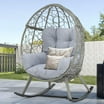 SWITTE Swing Egg Chair with Stand 2 Person Beige Wicker Egg Chairs ...