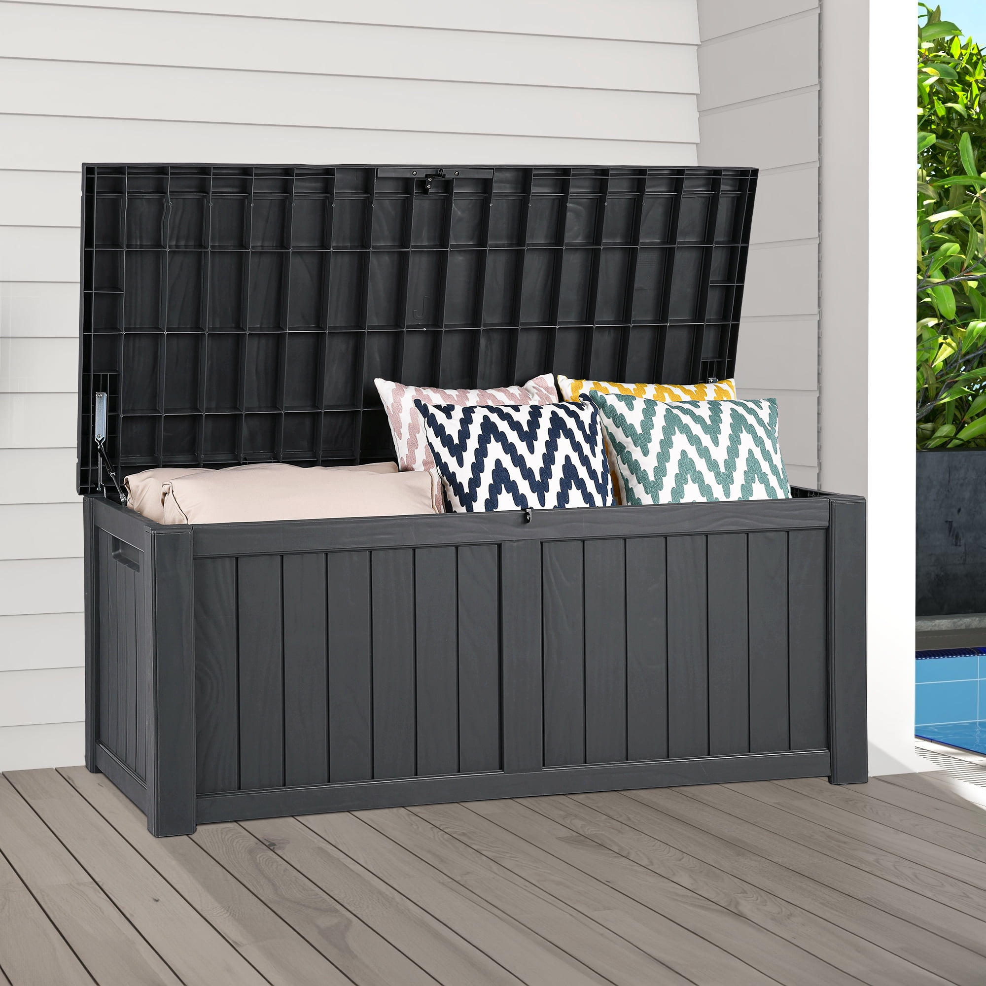 Dextrus 120 Gallon Outdoor Storage Deck Box - Waterproof & Lockable ...