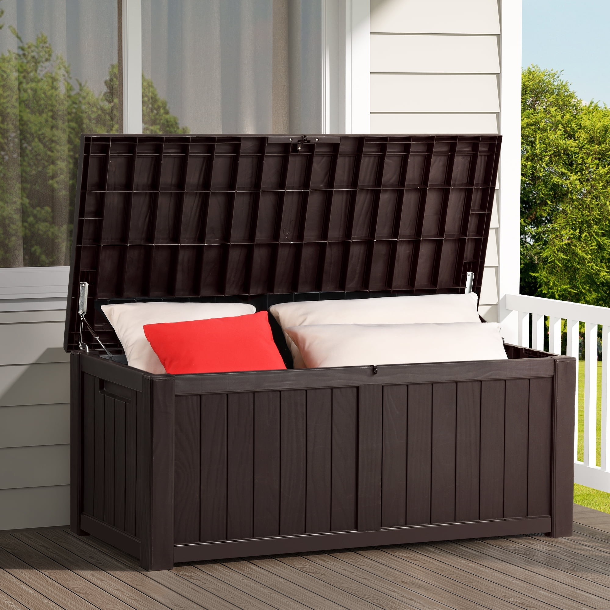 Dextrus Outdoor Storage Deck Box for Outdoor Pillows and Pool Supplies ...