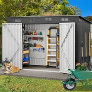 AECOJOY 4x7.5ft Easy Assembly Backyard Metal Storage Shed with Triple ...