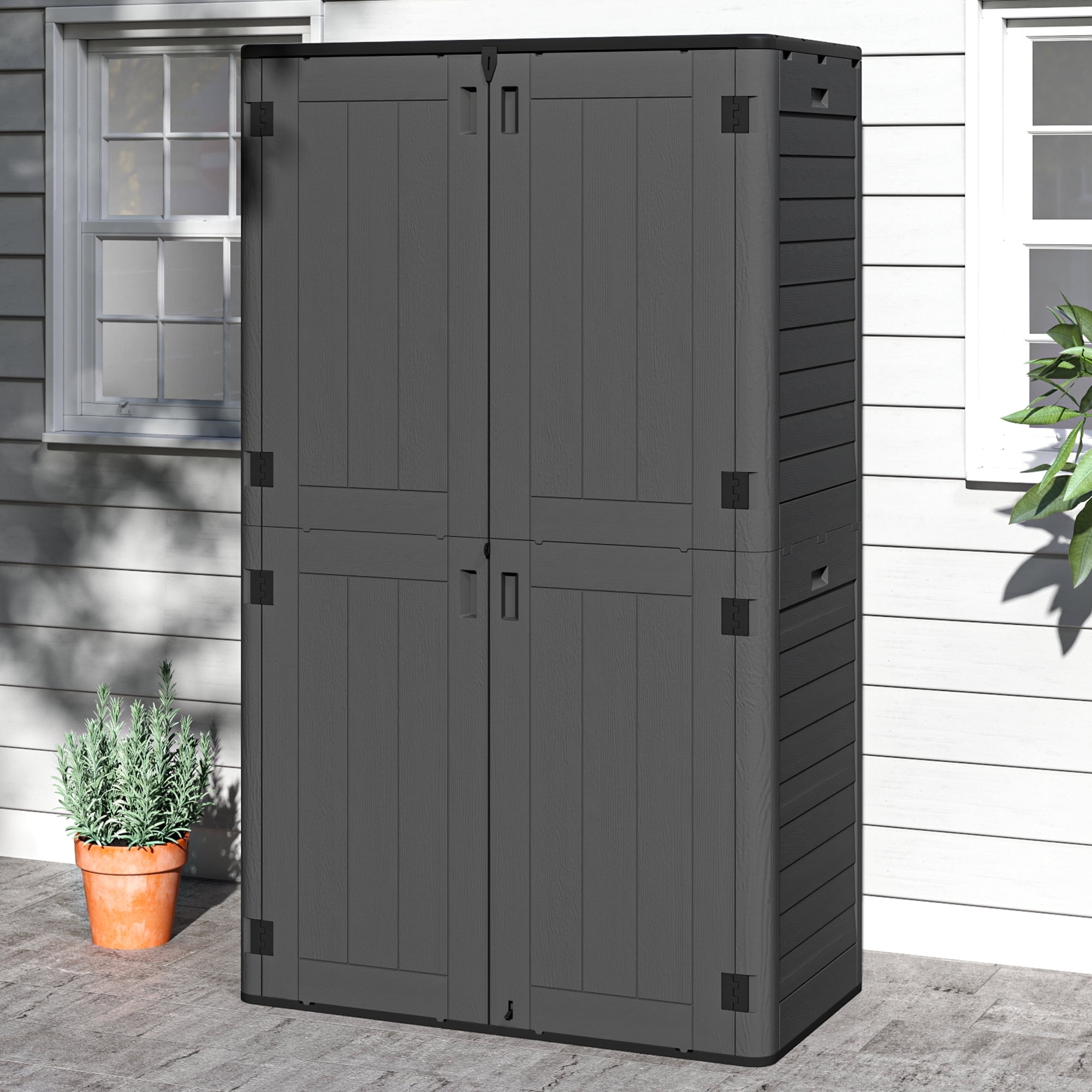 Dextrus Outdoor Vertical Storage Shed, 25 Cubic Feet without Shelving ...