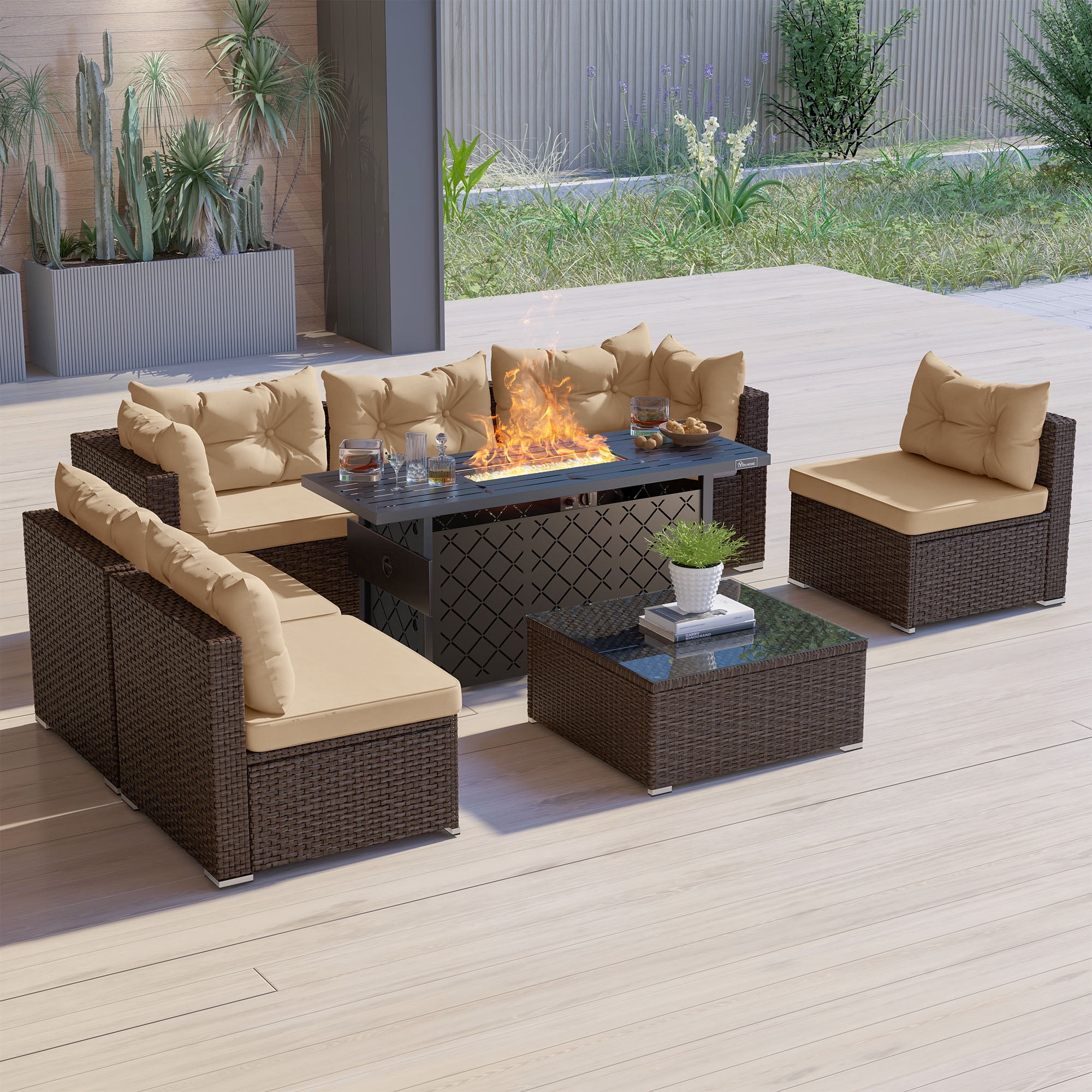Dextrus Patio Furniture Sets With 57in Fire Pit Table,Outdoor ...