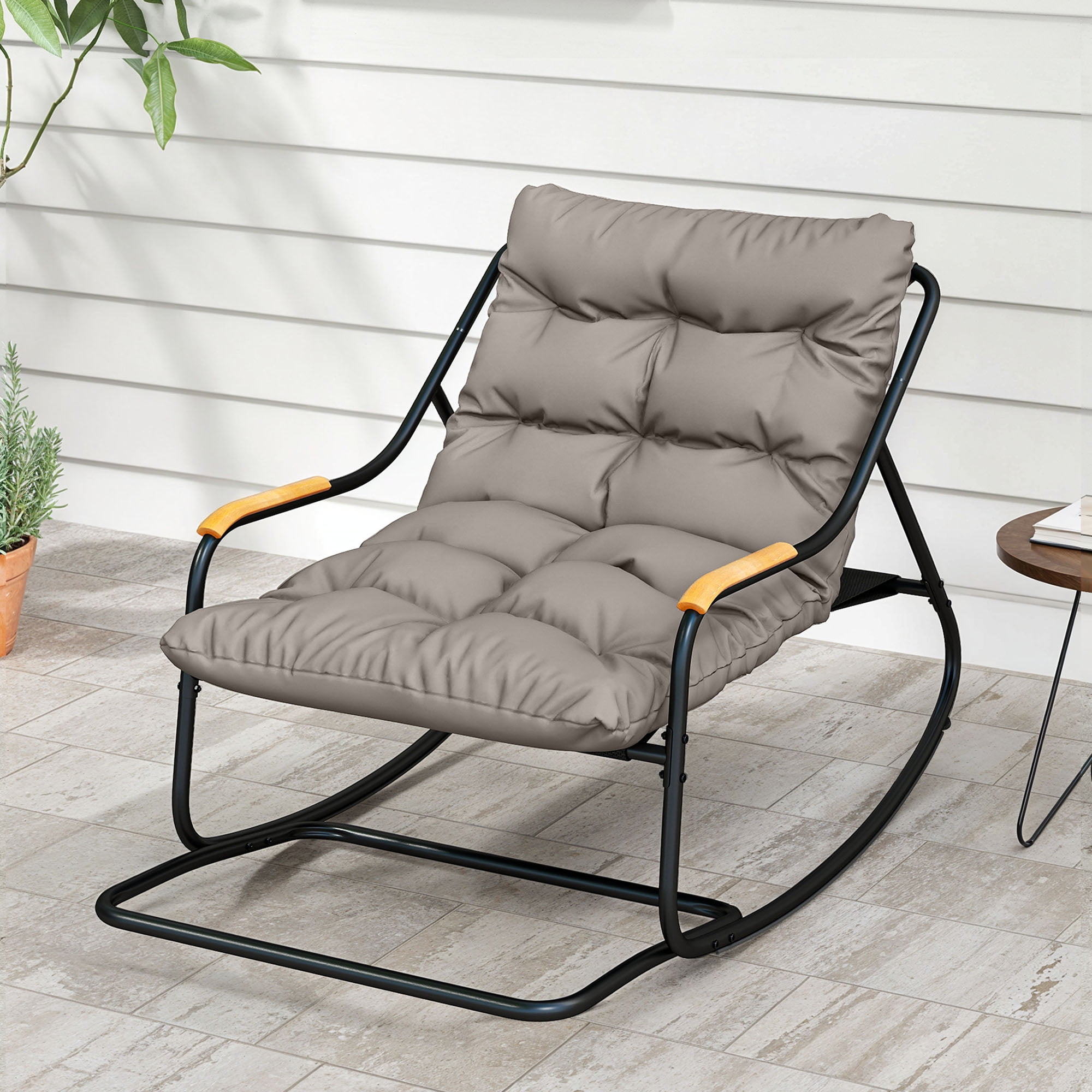 Dextrus Patio Rocking Chair with Footrest, Patio Lounge Rocking Chair ...