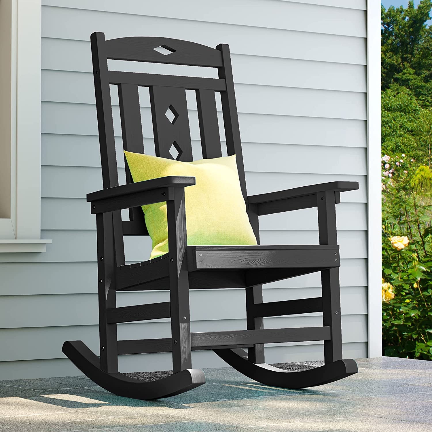 YITAHOME Dextrus Cozy Patio Rocking Chair, Weather Resistant, High Back ...