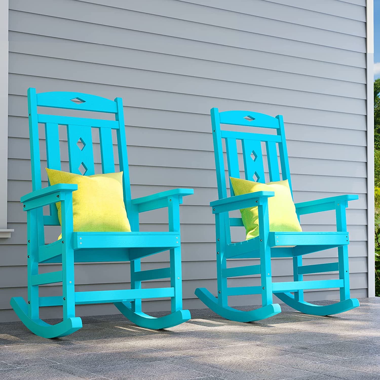 Dextrus Patio Rocking Chair, Weather Resistant Plastic Outdoor Indoor ...