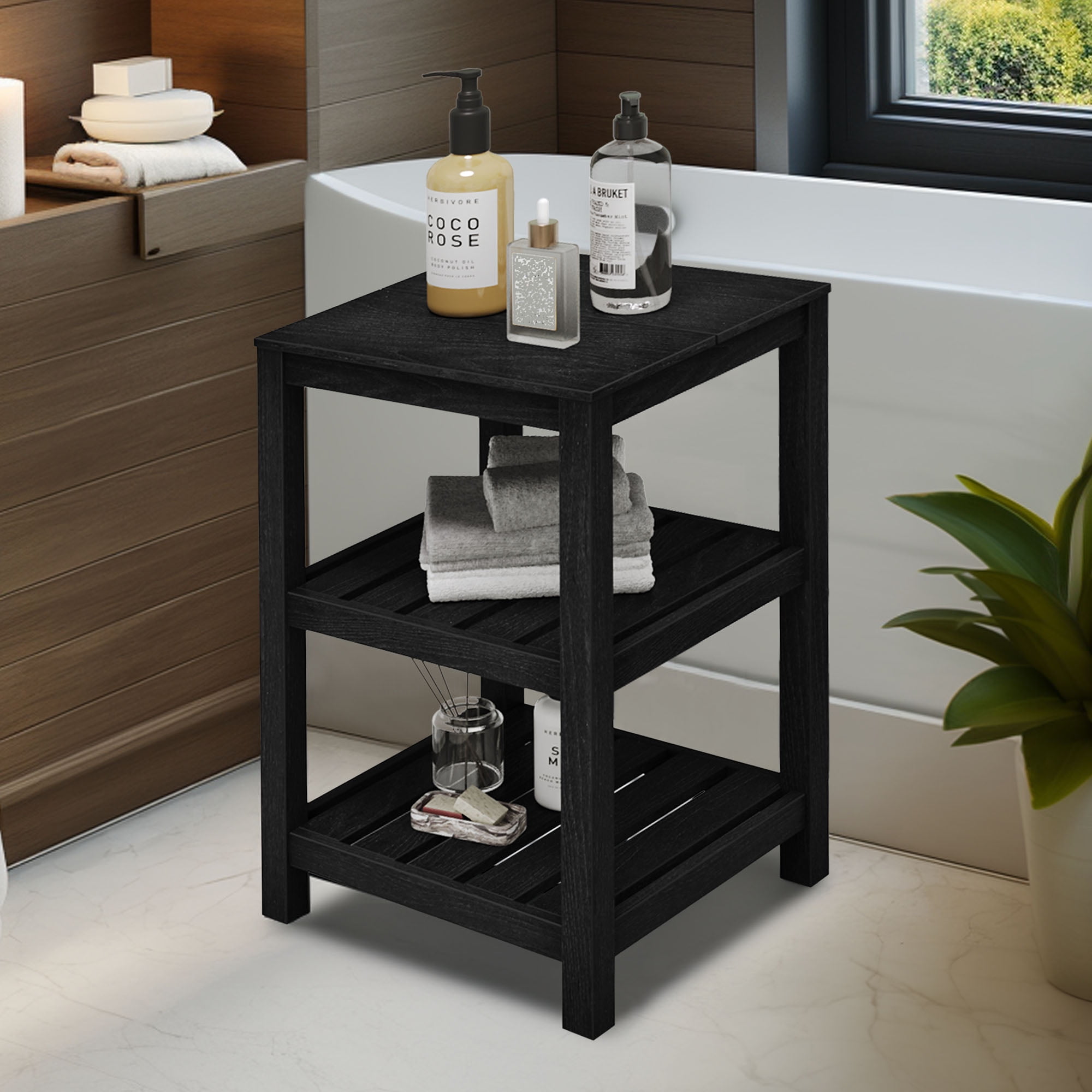 Dextrus Patio Side Table, Poly Lumber Shower Bench, 24" Corner Shower ...