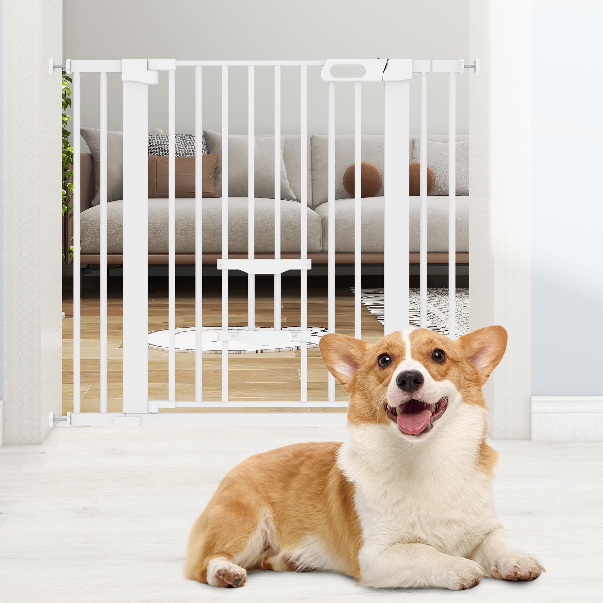 Dextrus Pet Gate Dog Gate with Cat Door,36