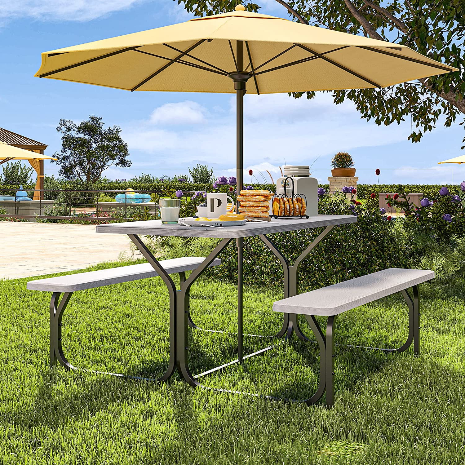 Dextrus Picnic Table 6ft Heavy Duty Outdoor Picnic Table and Bench ...