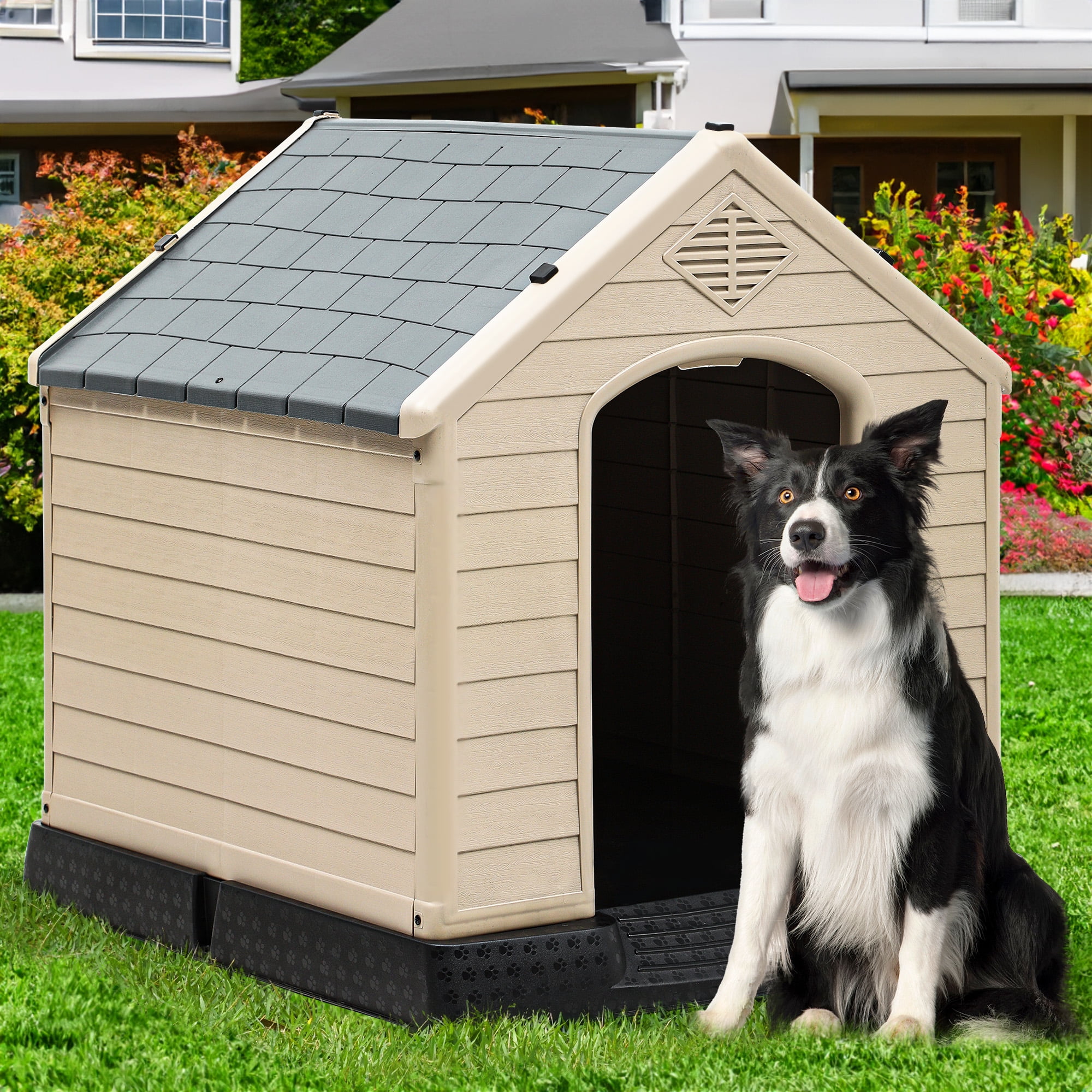 Dextrus Plastic Dog House Outdoor Indoor for Small Medium Dogs ...