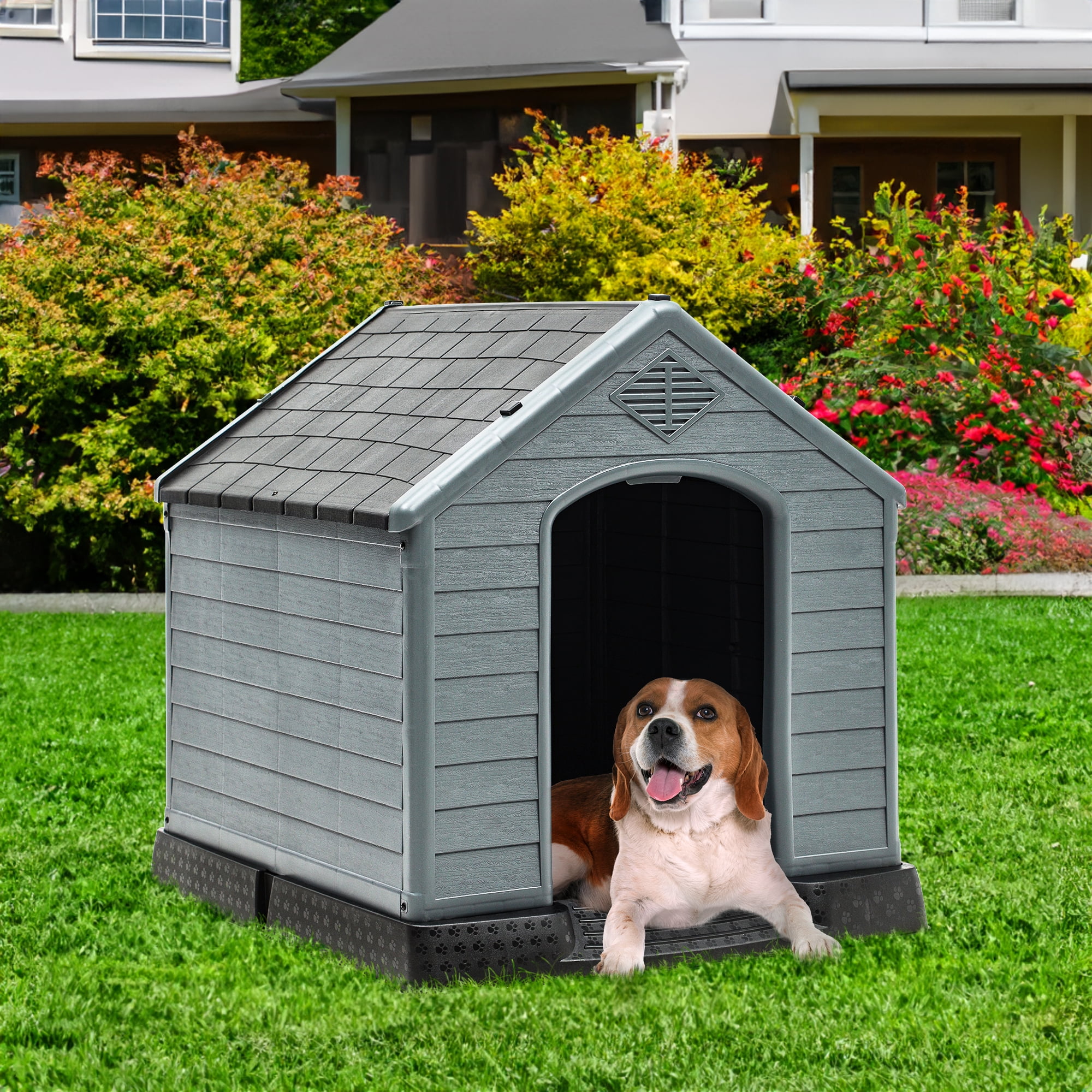 Dextrus Plastic Dog House Outdoor Indoor for Small Medium Large Dogs ...