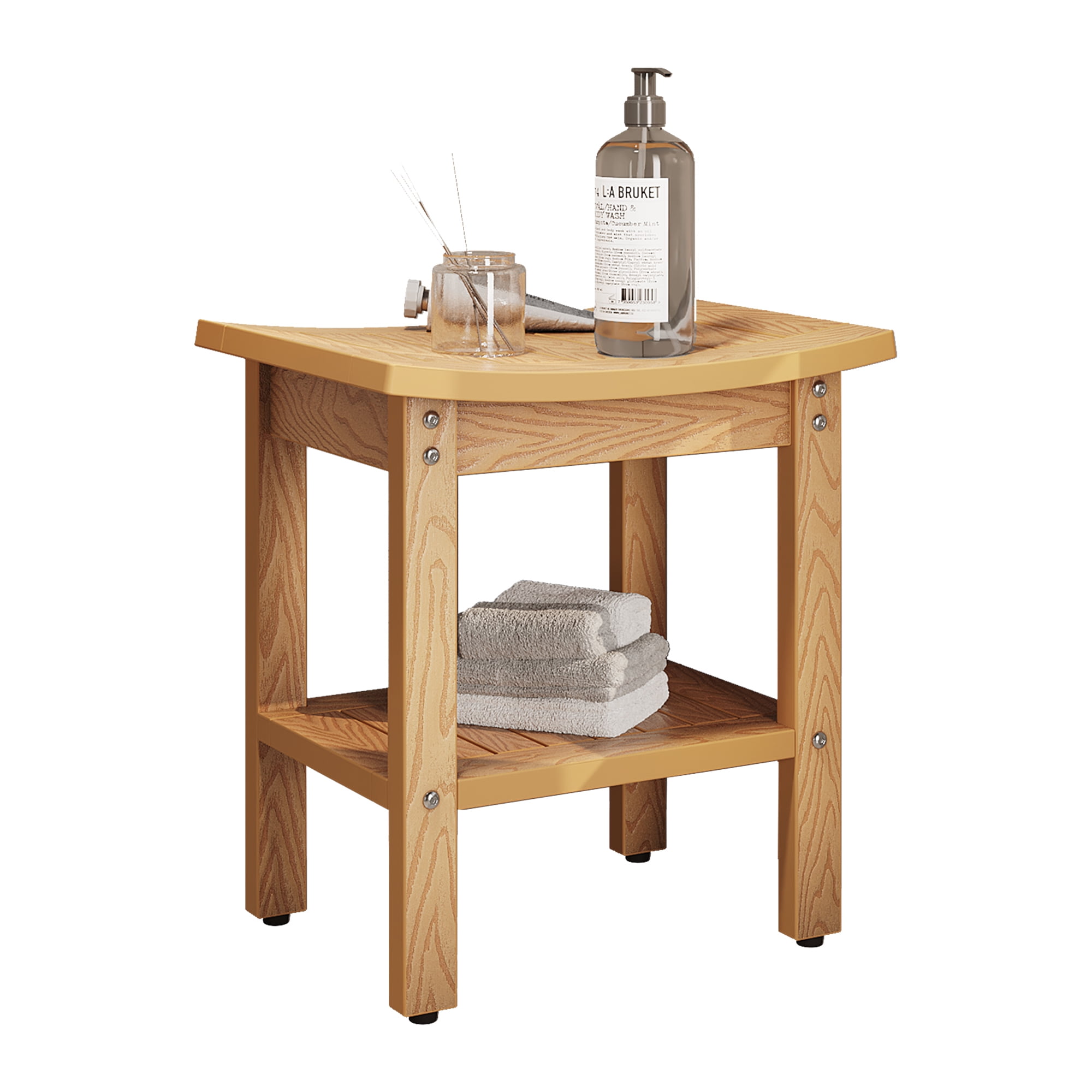 Dextrus Poly Lumber Shower Bench,2-Tier Waterproof Shower Stool,Bamboo ...