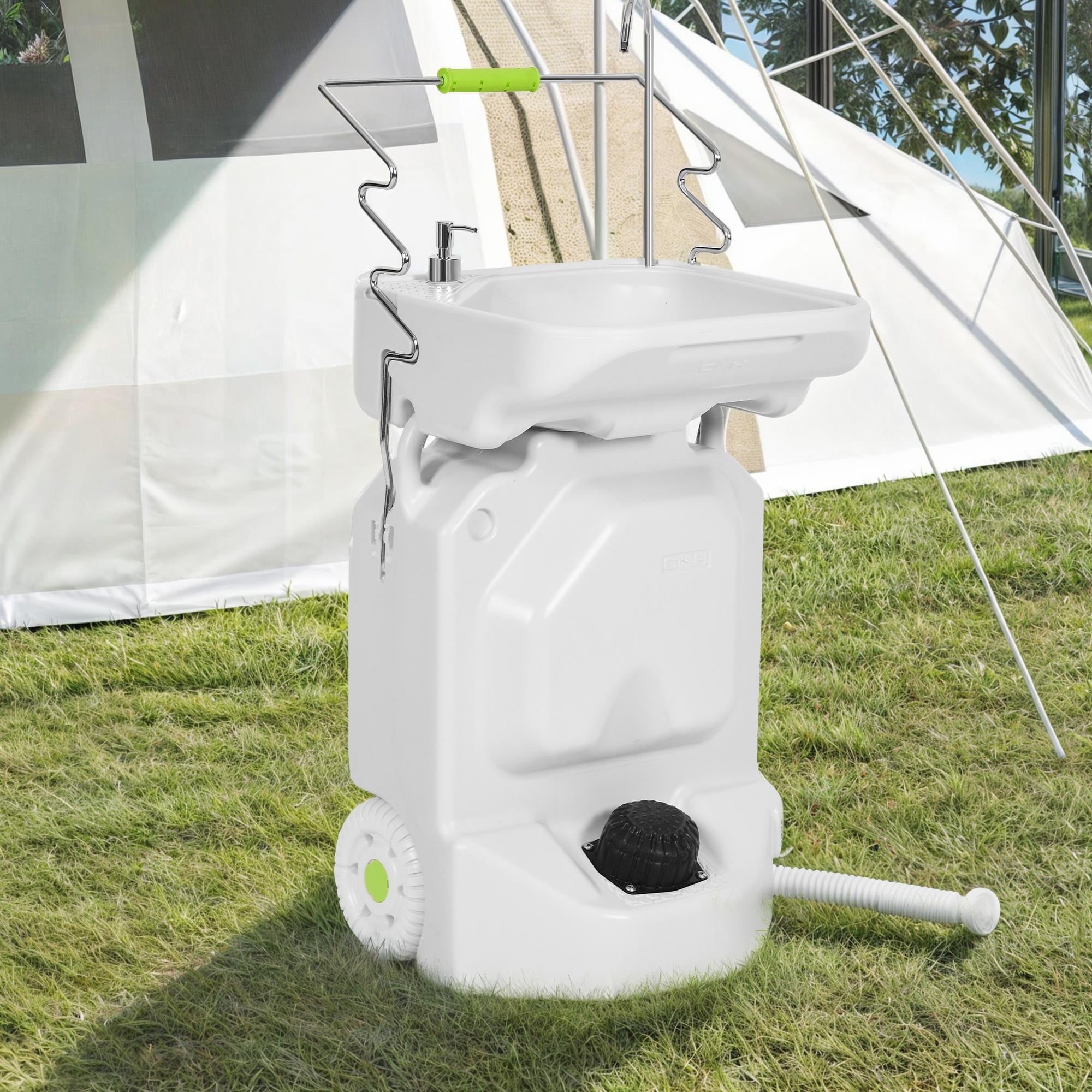 DEXTRUS Portable Camping Sink with Adjustable Wash Basin & Wheels, Wash ...