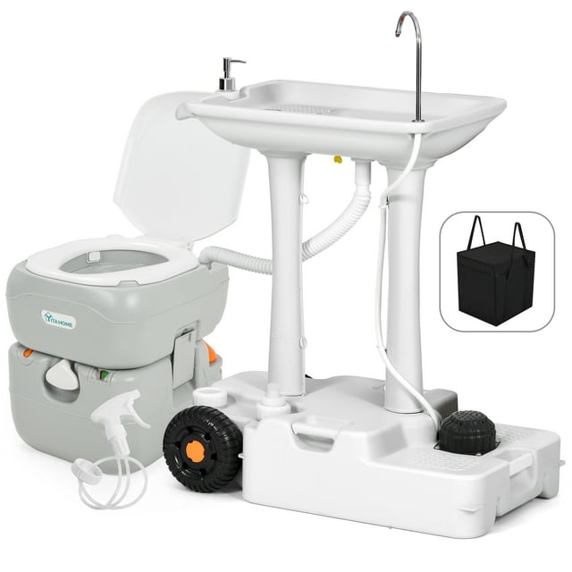 Dextrus Portable Sink & 5.8 Gallon Toilet Combo, 30L Hand Wash Station ...