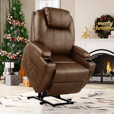 HOMCOM Motorized Lift Chair for Seniors, PU Leather Recliner, Remote ...