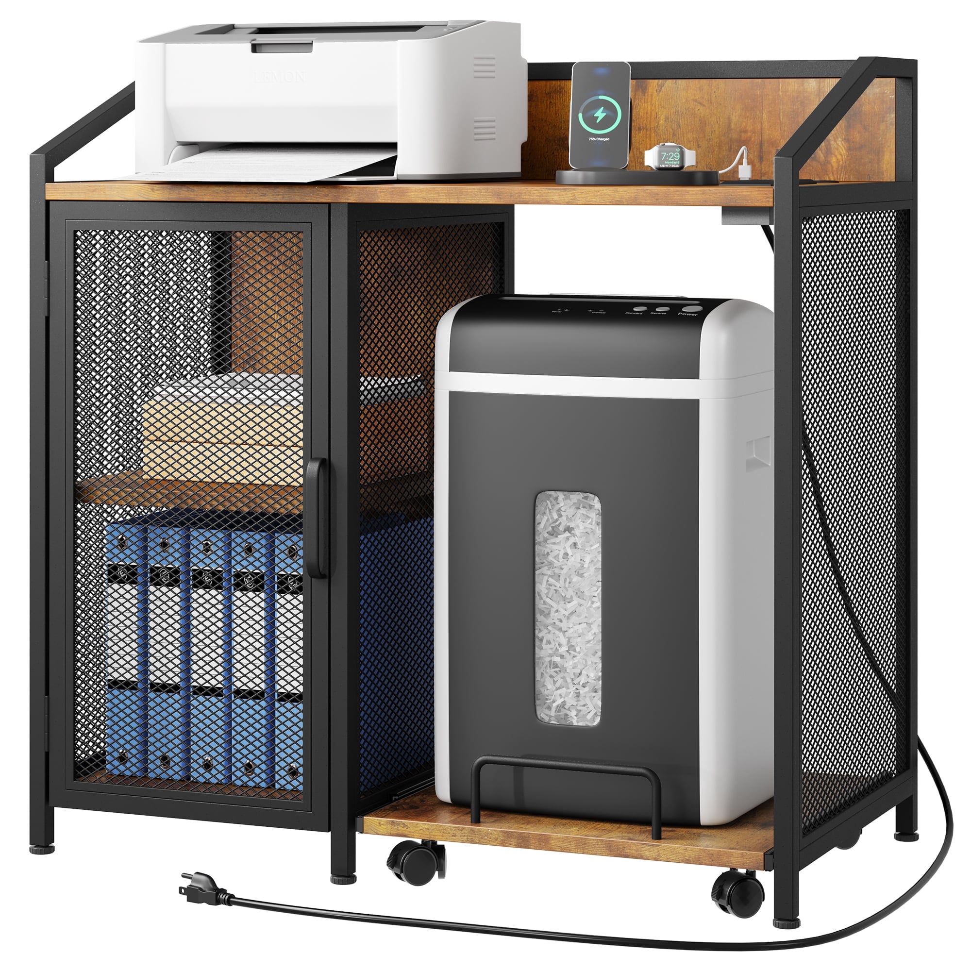 Dextrus Printer Stand with Storage,Printer Table with Paper Shredder ...