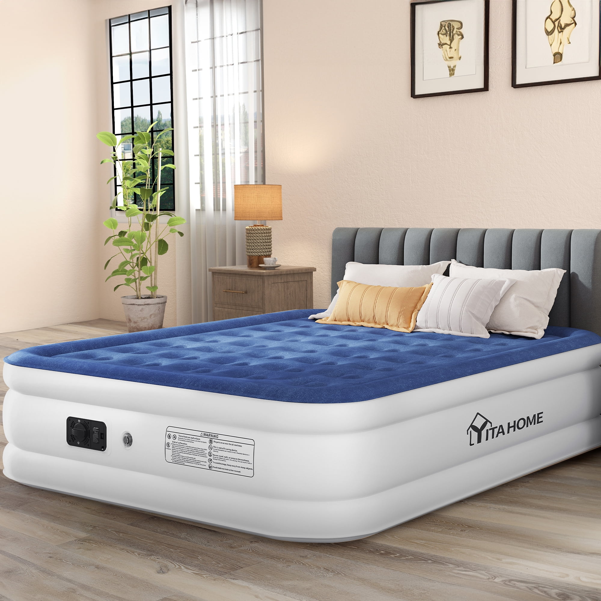 Dextrus Queen Size Air Mattress with Integrated Pump, 18" Foldable Air ...