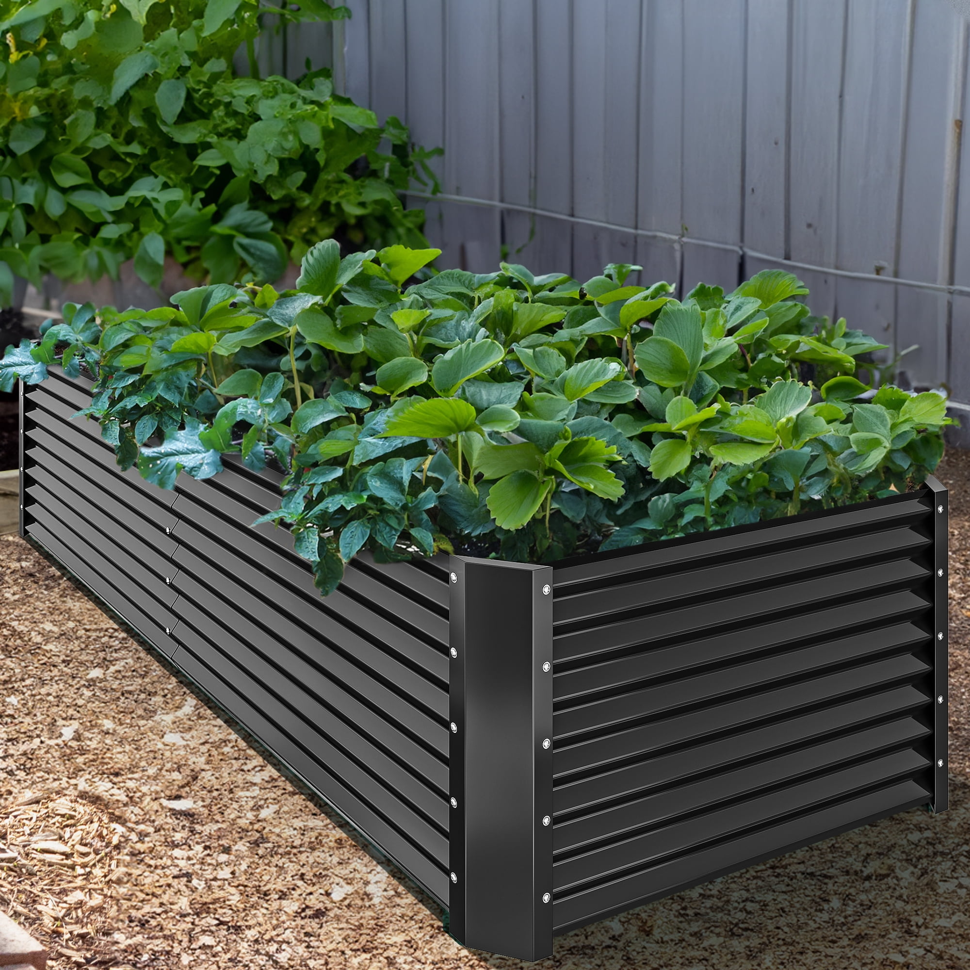 Dextrus Raised Garden Bed Kit, 8x4x2 ft, Metal Planter Box with Gloves ...