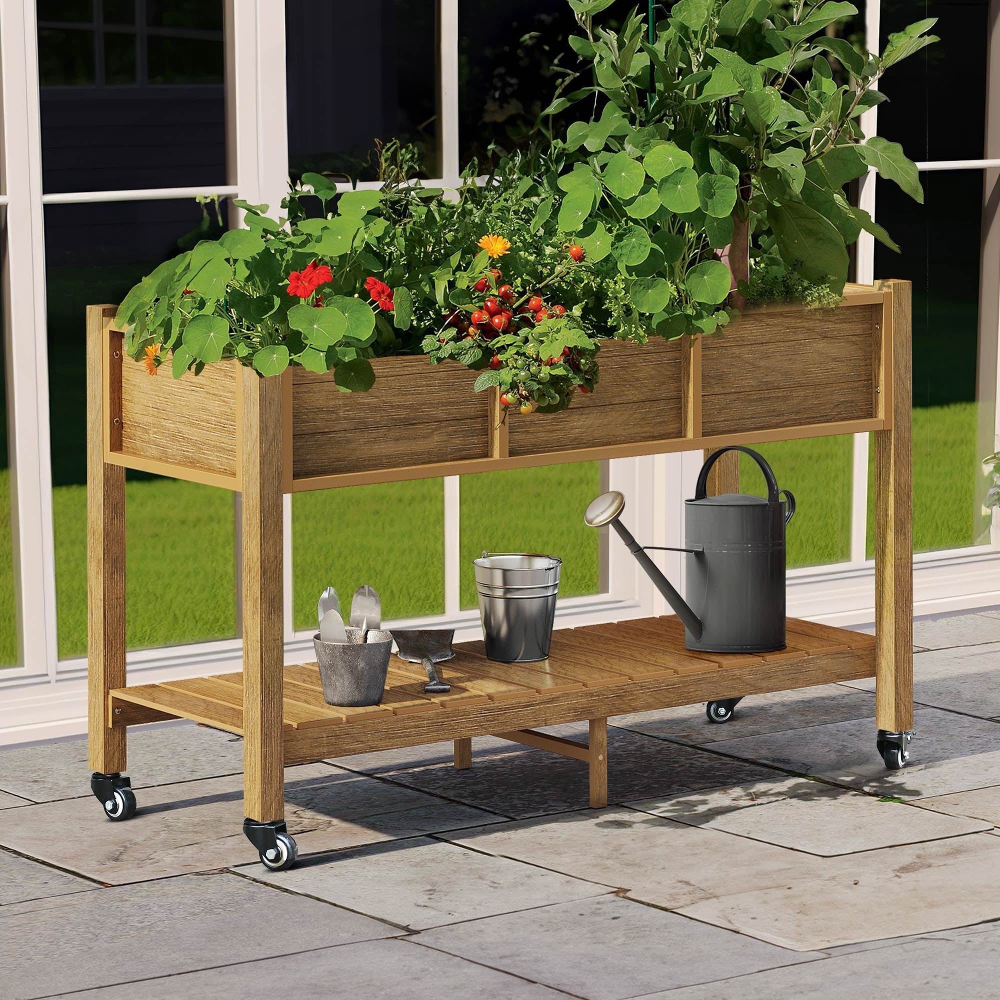 DEXTRUS Raised Garden Bed with Planting Tool, Elevated Weather ...