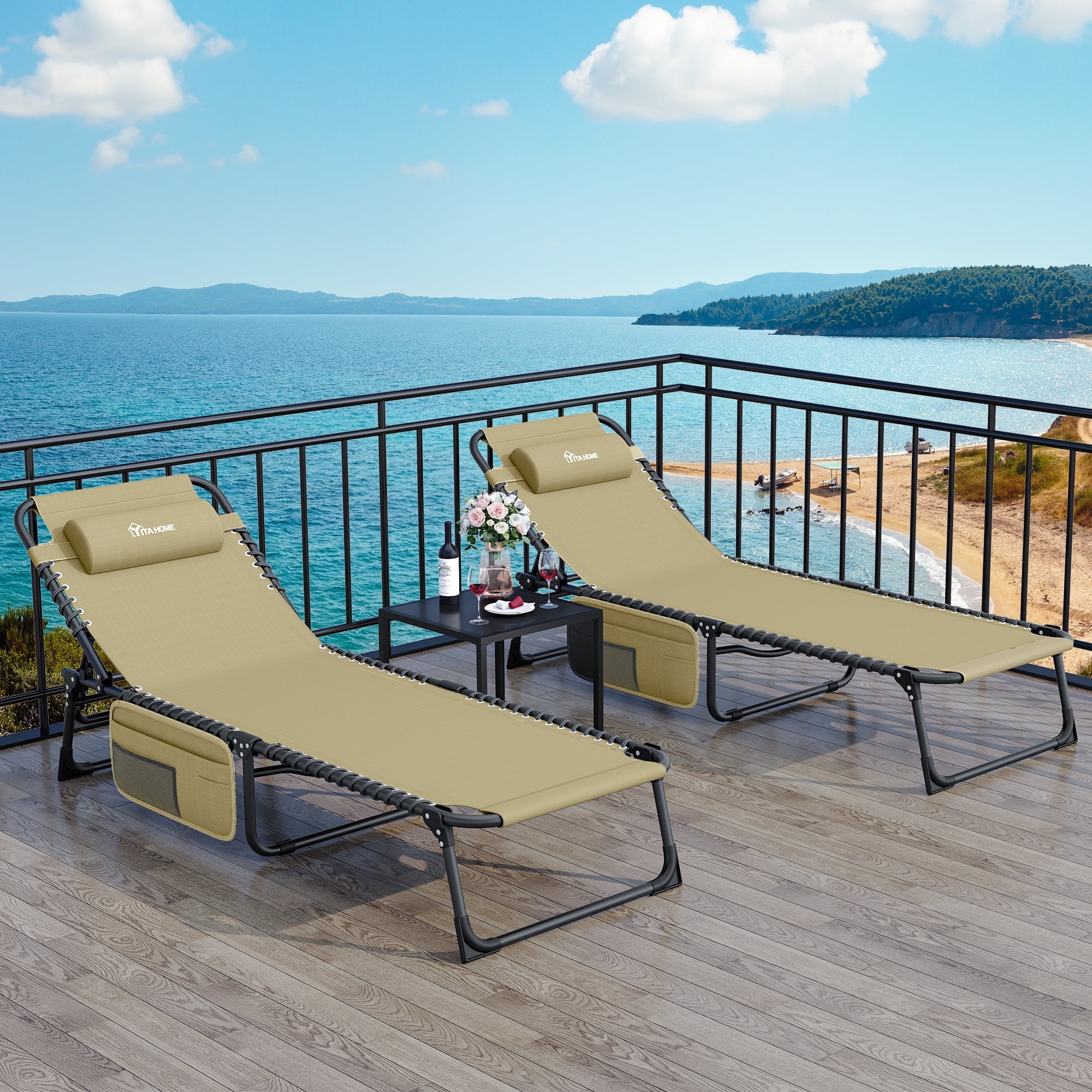 Dextrus Outdoor Chaise Lounger, Alloy Steel Frame with Removable ...